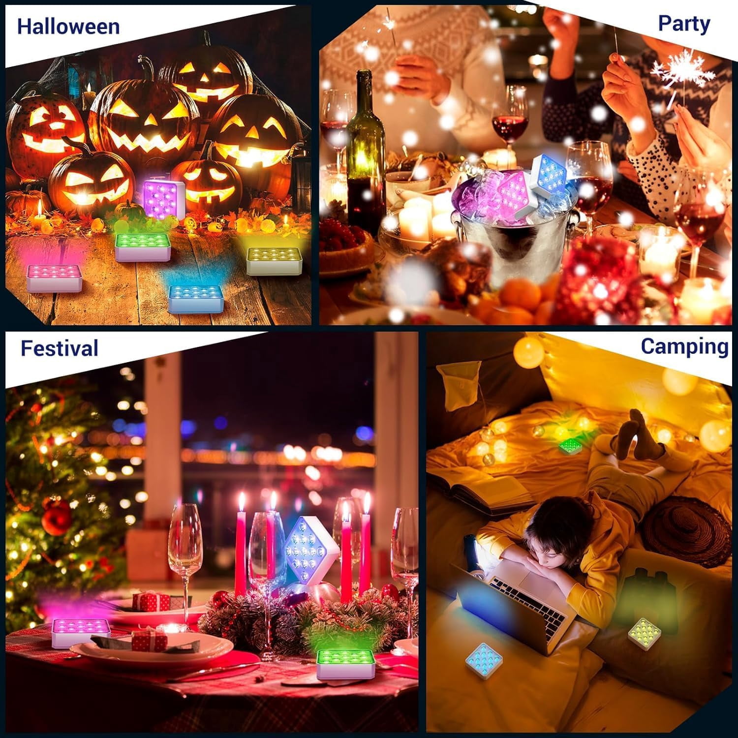 EFEMF-Pool Lights 2 Pack, Rechargeable Submersible LED Lights with ...