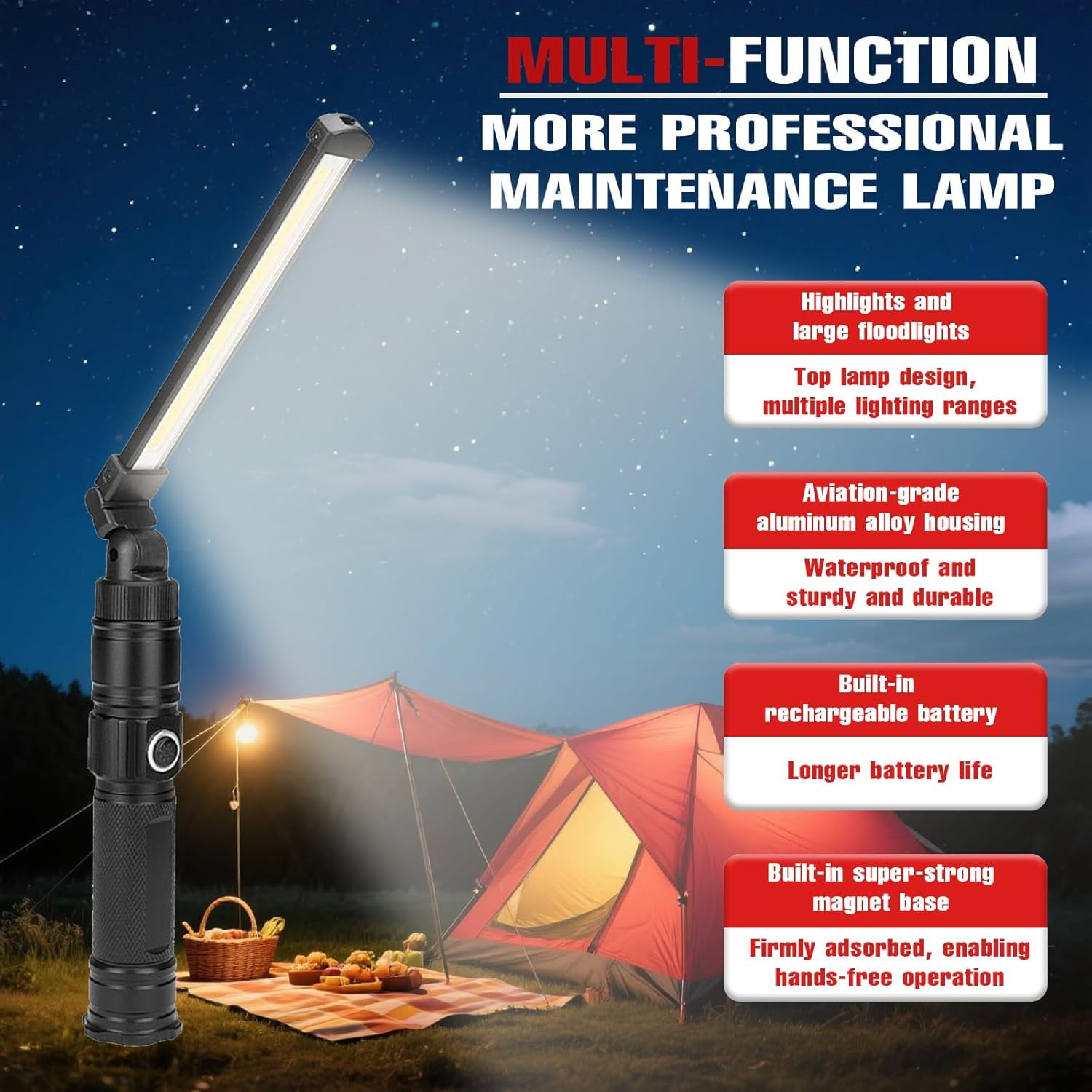 EFEMF-Rechargeable Work Light, 360° Rotate Design, Magnetic LED Work ...