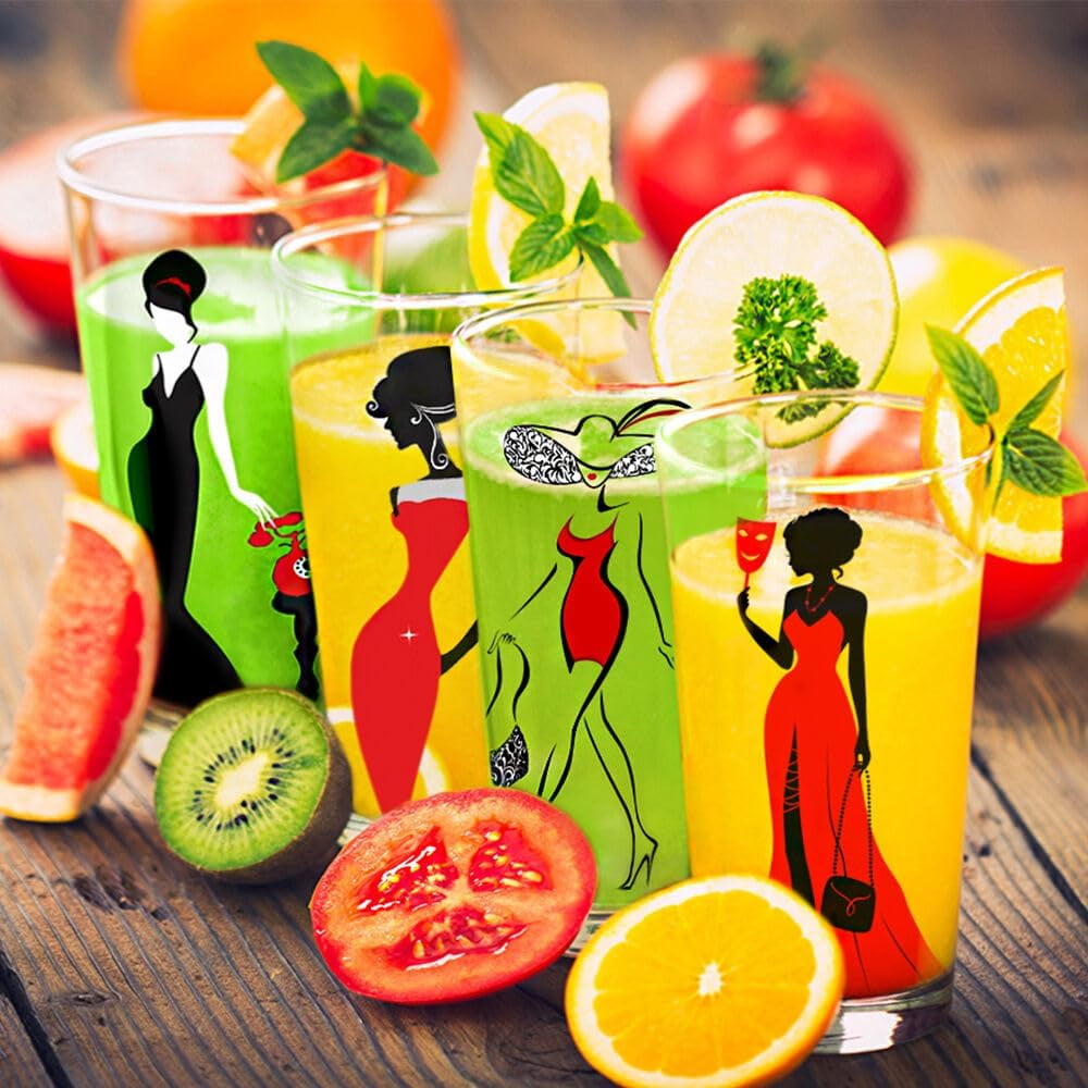 EFEMF-Set of 6 glasses, Durable Drinkware Cups for Cocktails, Water ...