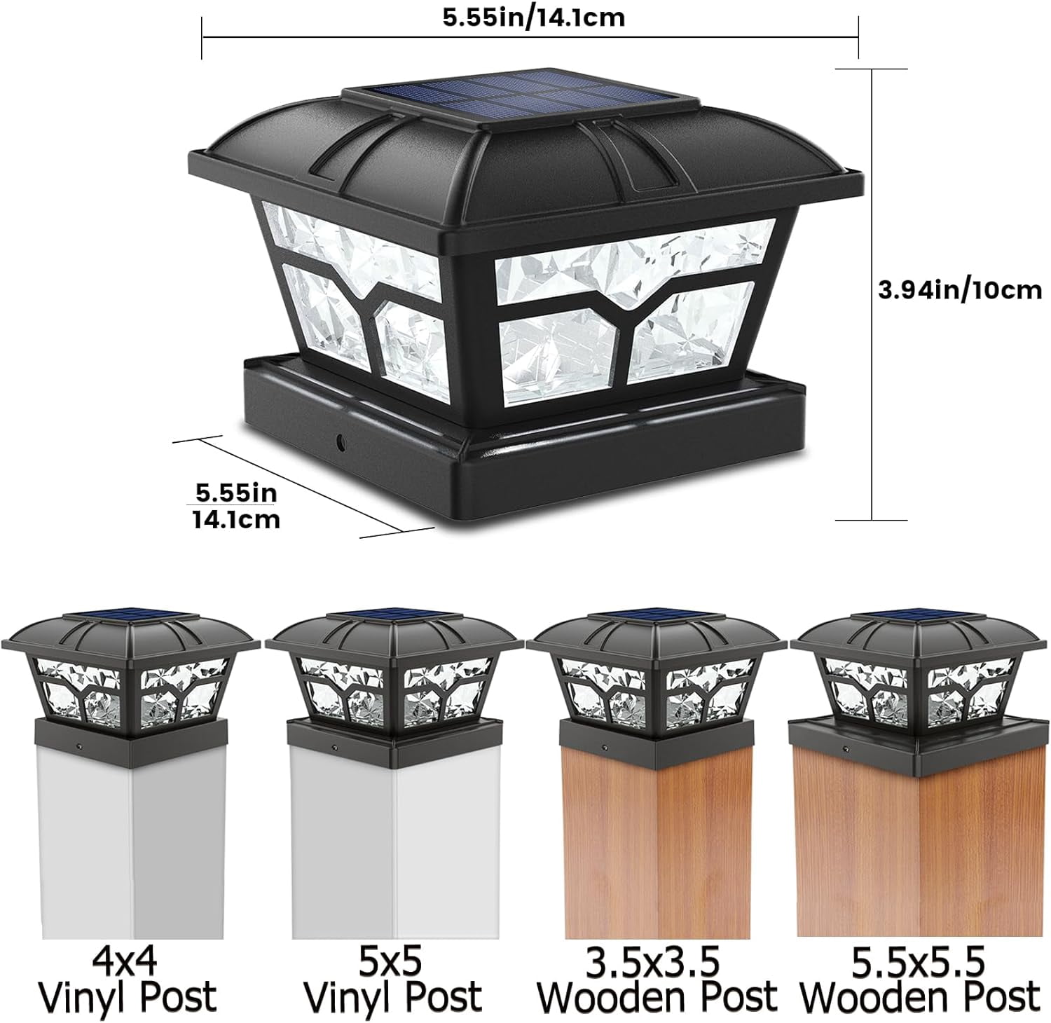 EFEMF-Solar Post Cap Lights Outdoor 2 Color Modes 8 LEDs for 4x4 5x5 ...