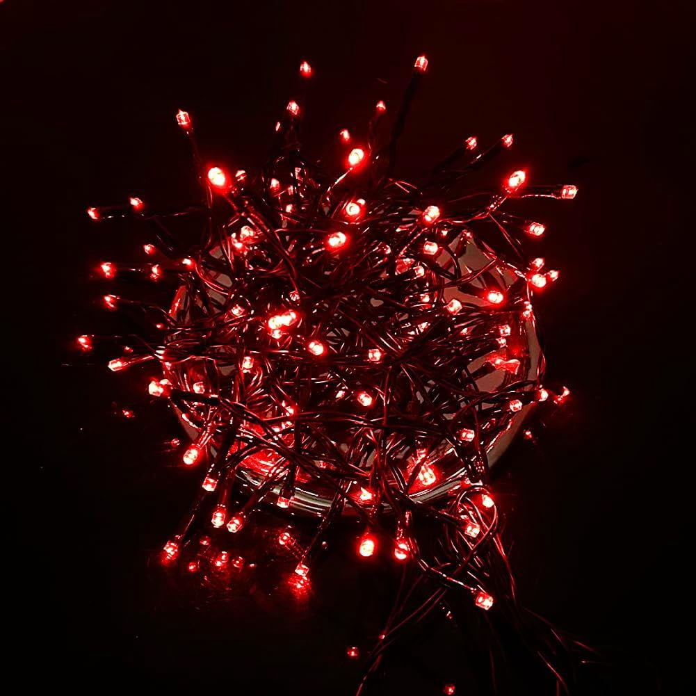 EFEMF-Solar String Lights Outdoor with Red Light, Blackish Green Wire ...