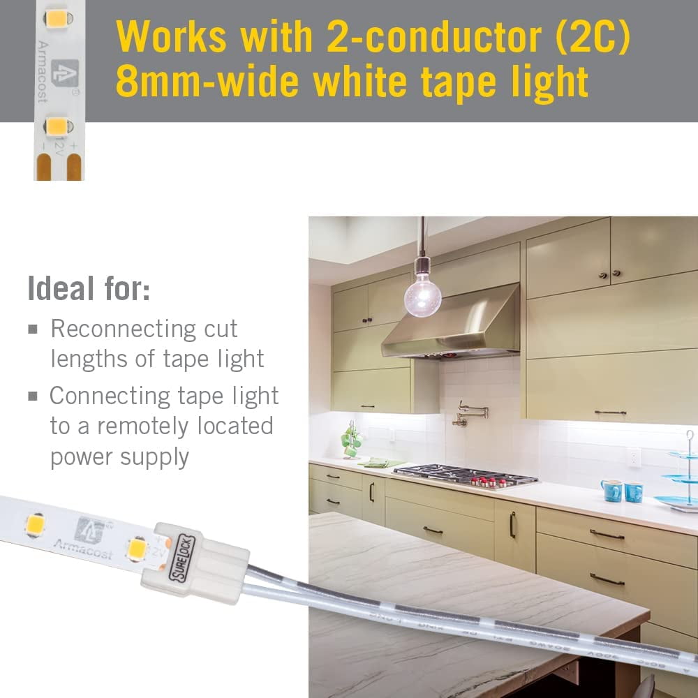 EFEMF-SureLock White/Single Color LED Tape Light Extension Connector ...