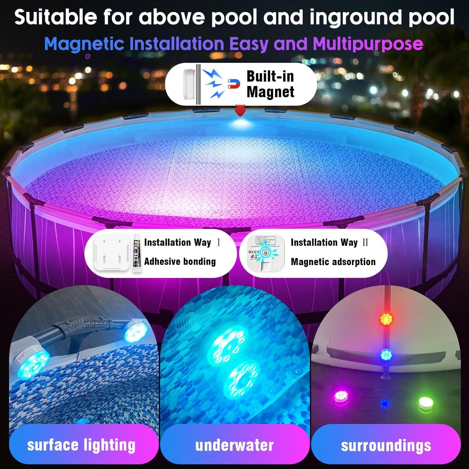 EFEMF-Underwater Pool Lights for Above Ground Pools and Inground ...