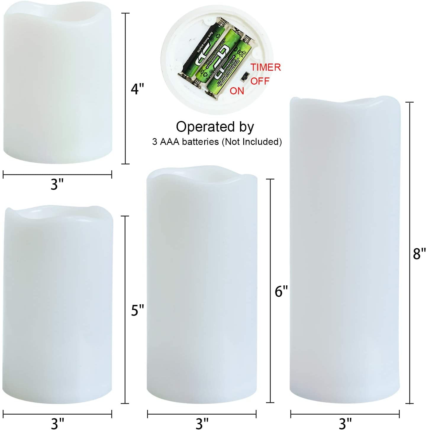 EFEMF-Waterproof Flameless Flickering Candles with 6 Hours Timer ...