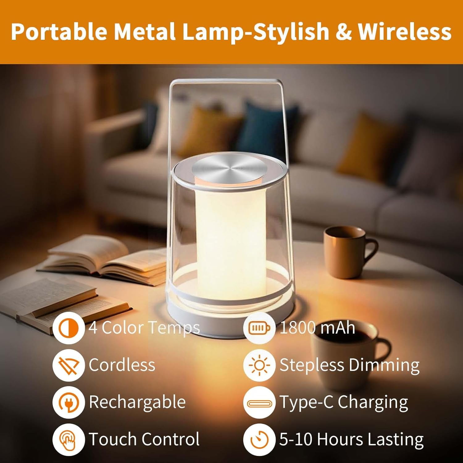 EFEMF-White Touch Bedside Lamp with Soothing Candlelight Mode ...