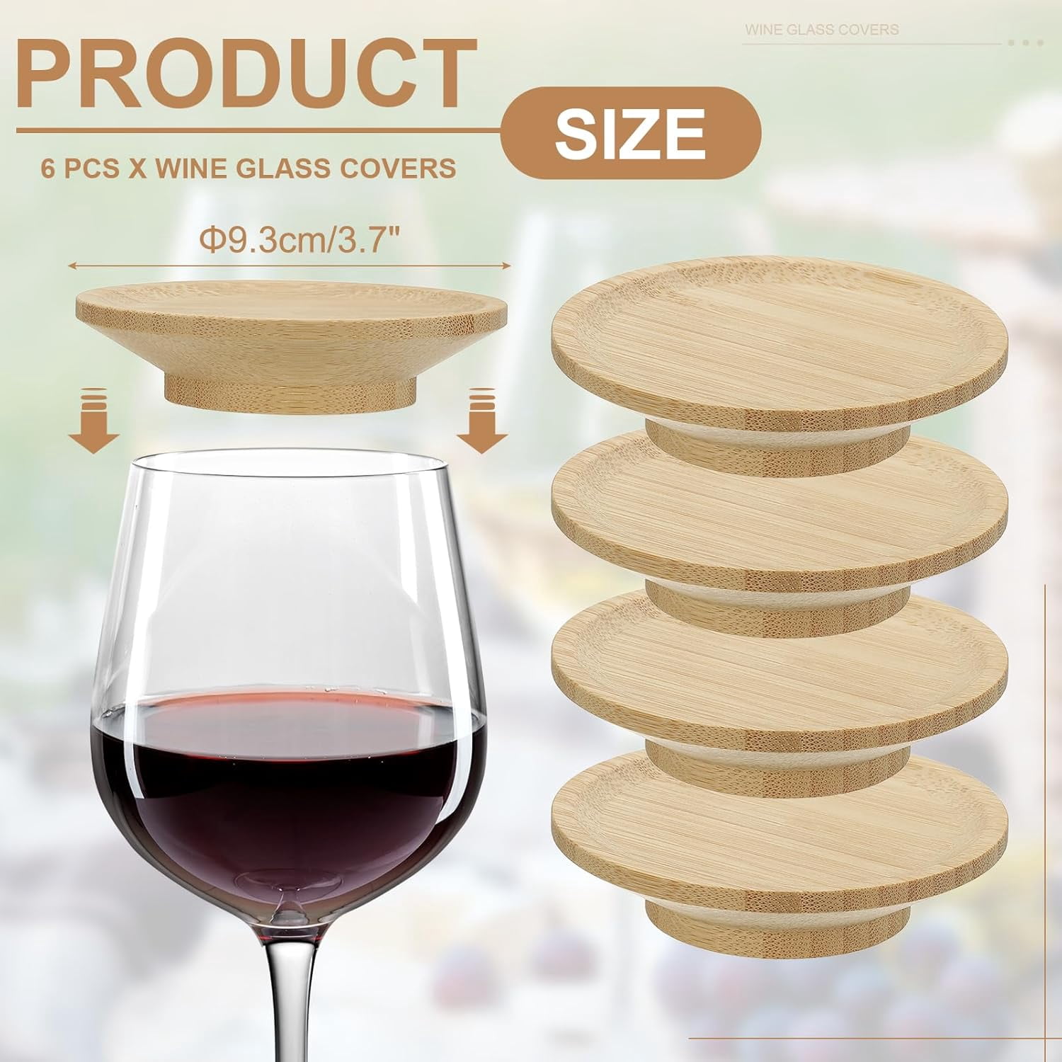 EFEMF-Wine Glass Charcuterie Lids, 3.7 Inch Wine Glass Covers Bamboo ...
