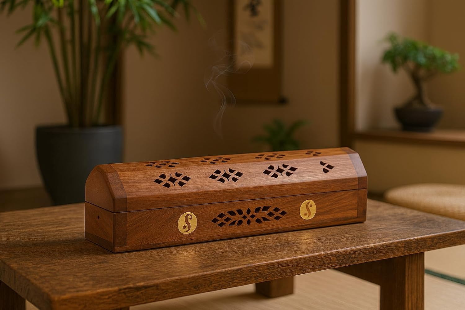 EFEMF-Wooden Incense Box, Agarbati Holder Wooden Hand Carved Incense ...