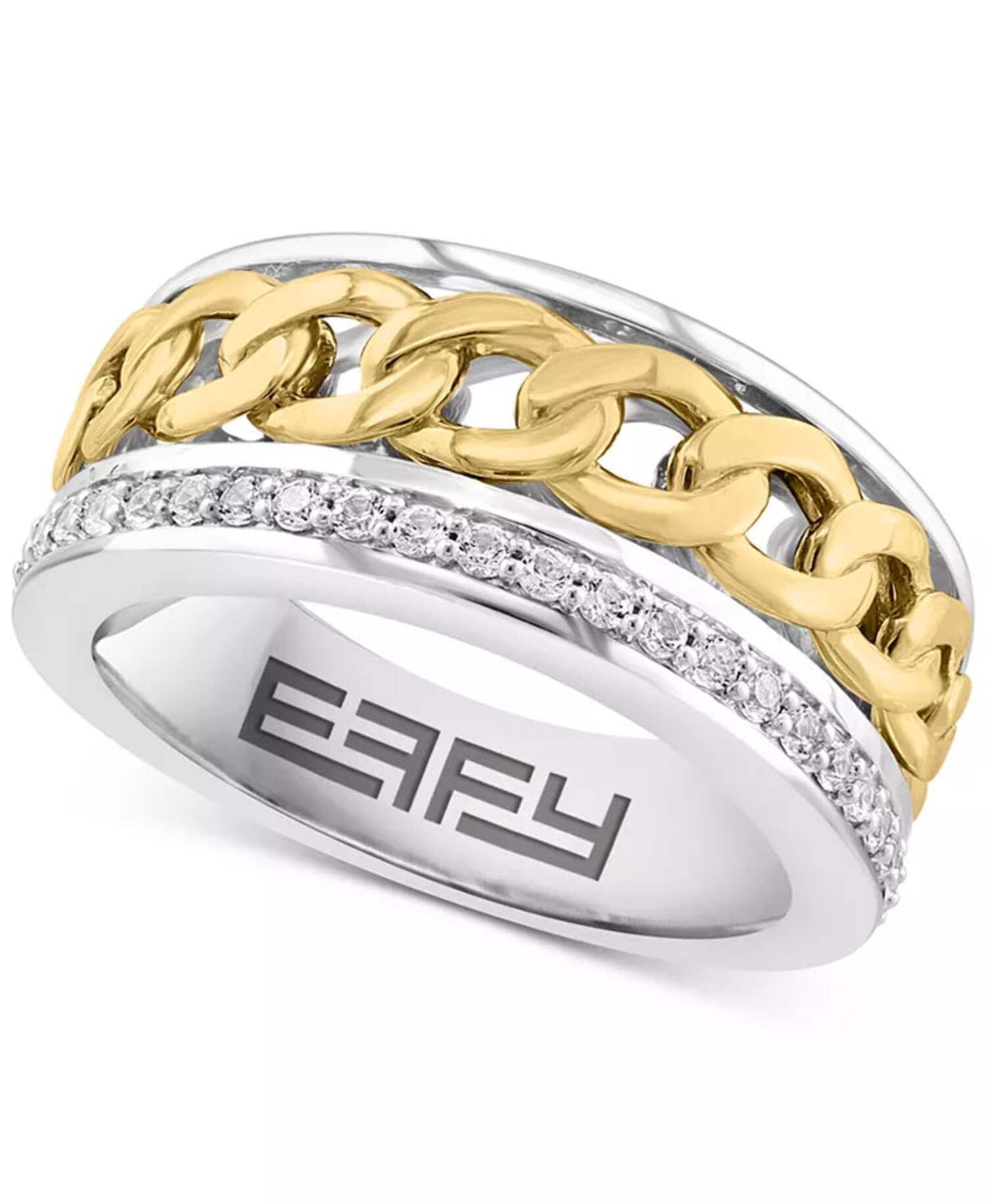 EFFYÂ® Men'S White Sapphire Chain Link Ring (1/2 Ct. T.W.) in Sterling ...