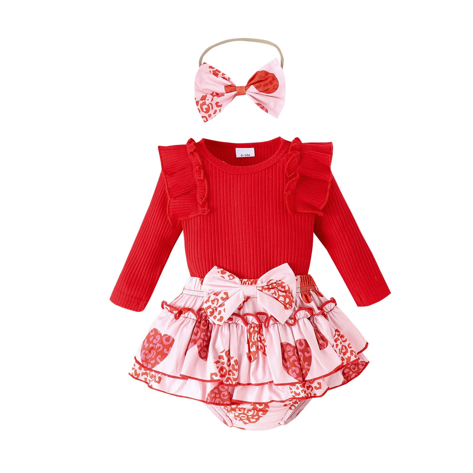 Efgyyf Girls Valentines Day Long Sleeve Ribbed Romper Bodysuit Heart