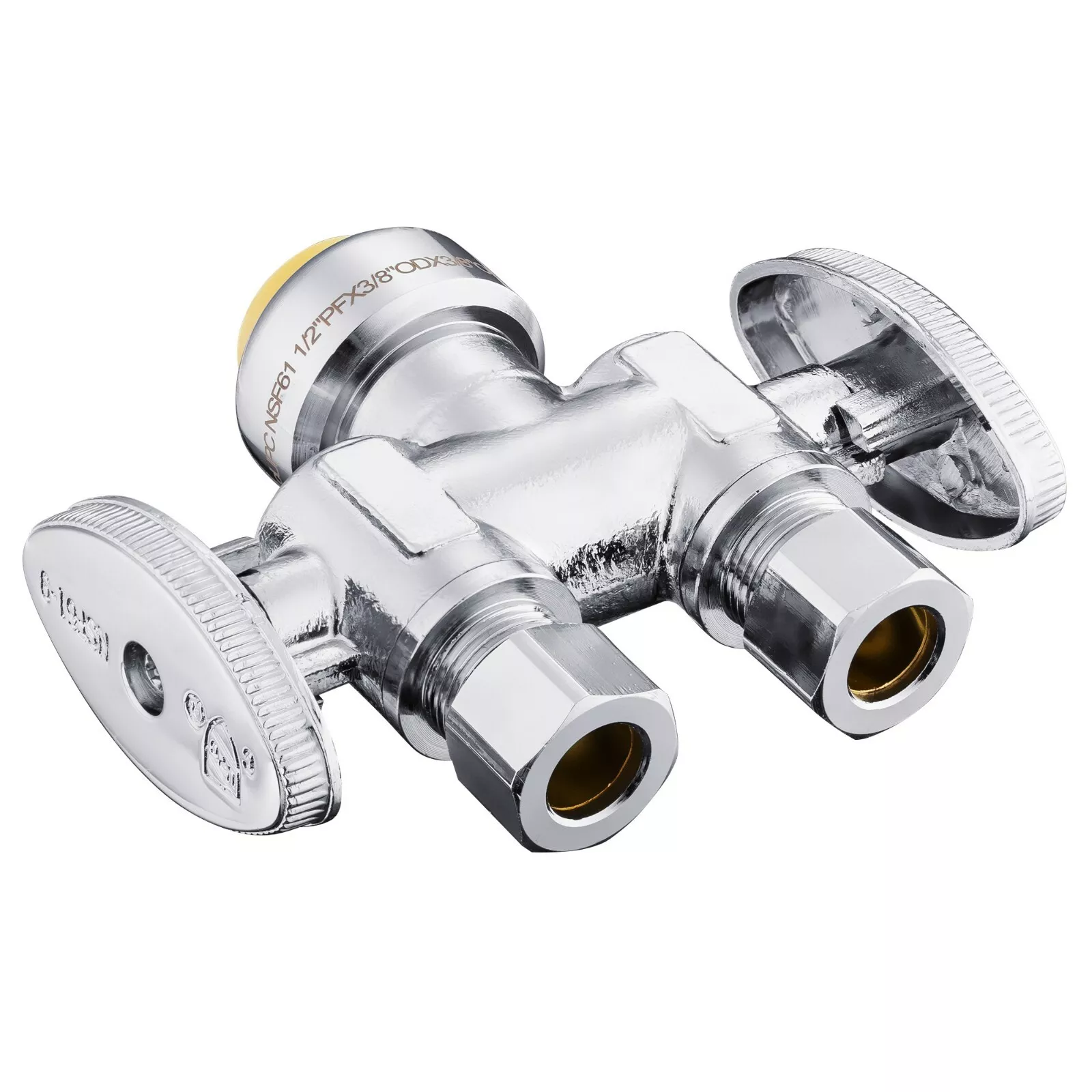 EFIELD 4 PCS 1/2" PUSH FIT X DUAL 3/8" OD COMP' 1/4 TURN STOP VALVE - Walmart.com