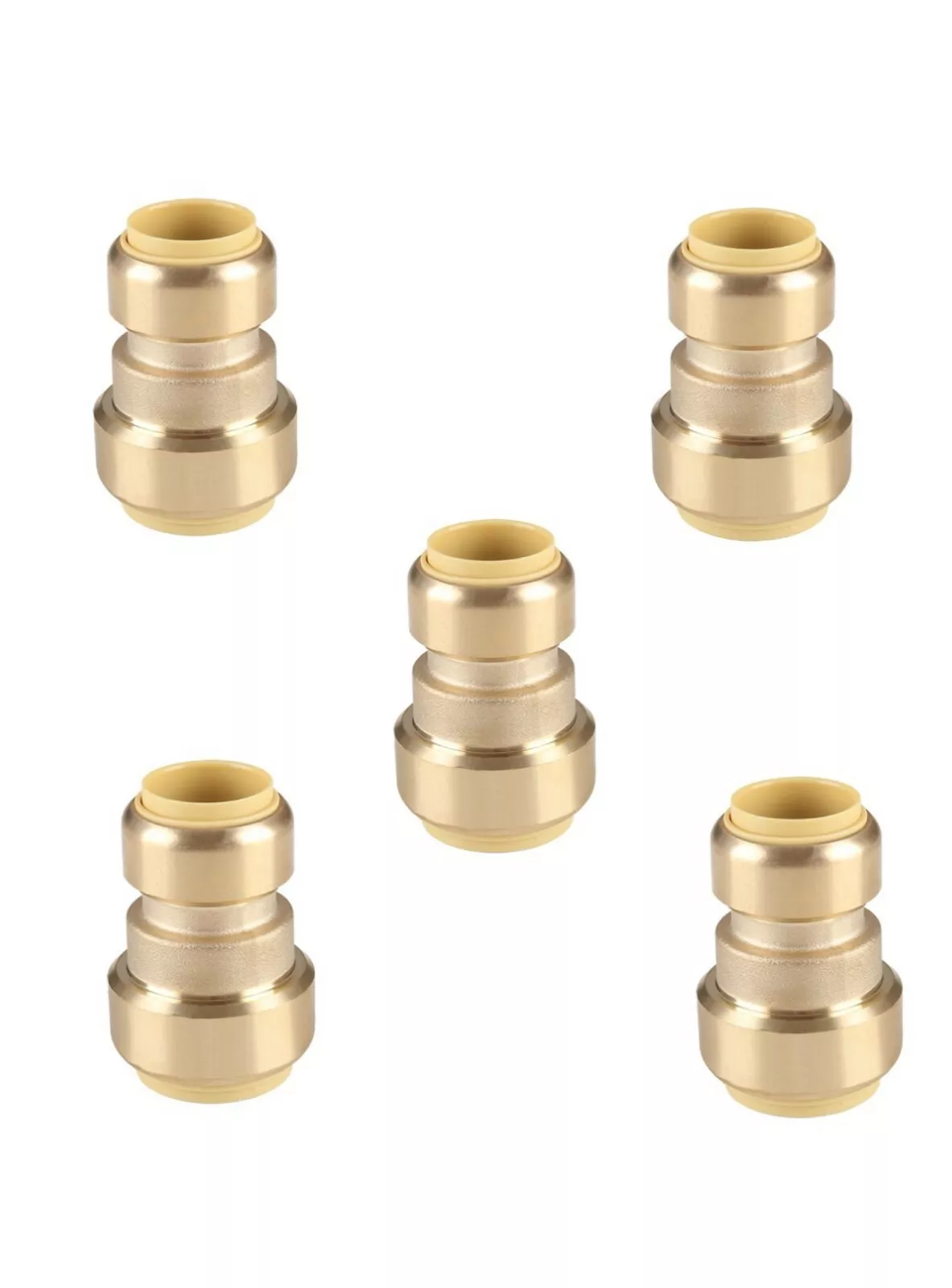 EFIELD 5 PCS 1/2" X 3/8"PUSH FIT REDUCER COUPLING BRASS FITTINGS, LEAD ...