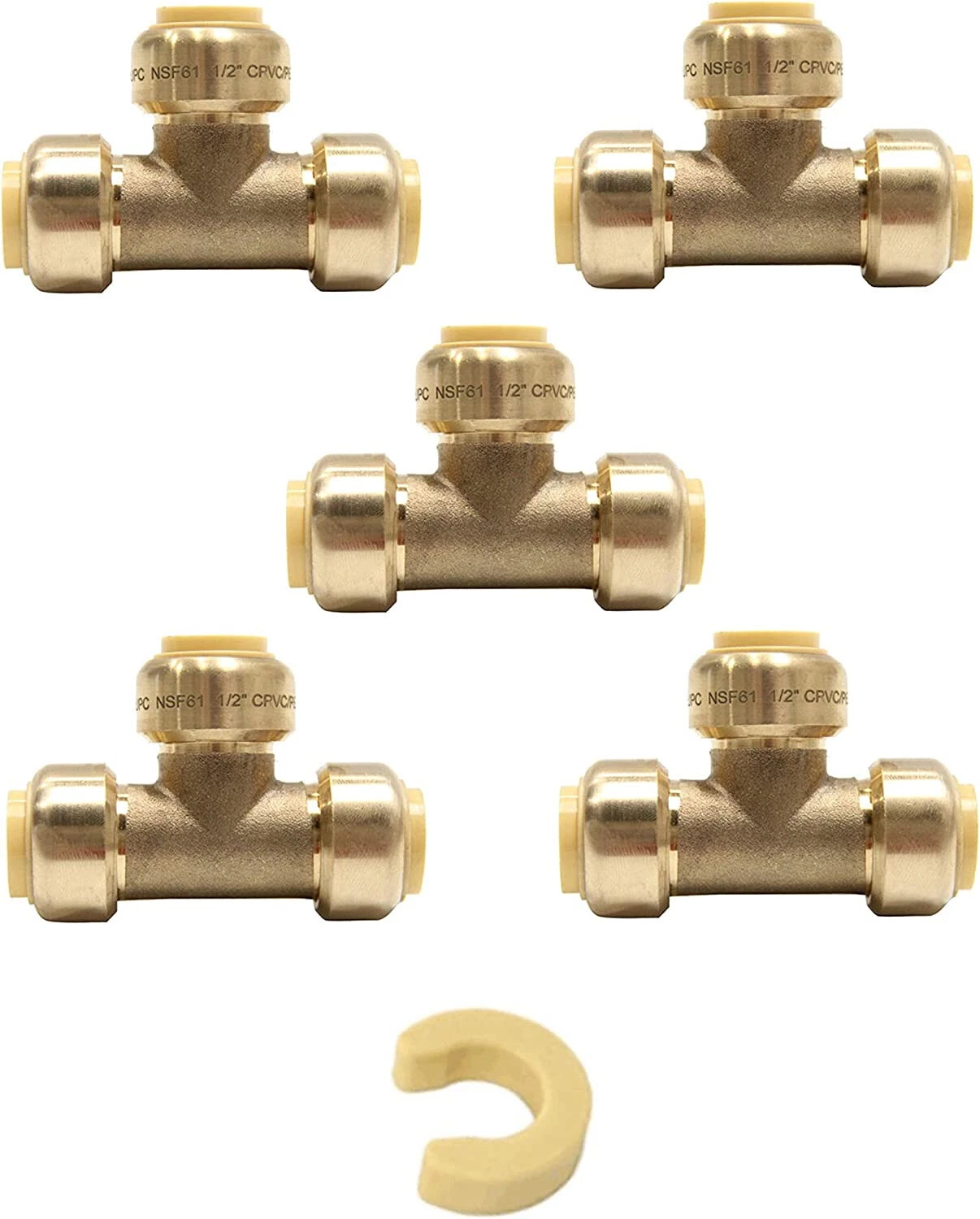 EFIELD 5PCS 1/2 Inch Push Fit Tee, Connect to Pex, Copper, CPVC, Lead Free - Walmart.com