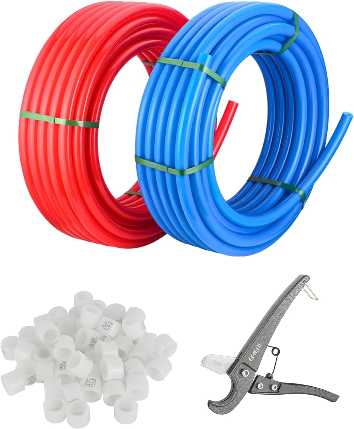 EFIELD Pex-A Pipe/Tubing Blue & Red 1/2 inch 2 x100 ft (200 ft) Length for Potable Water for Hot ...