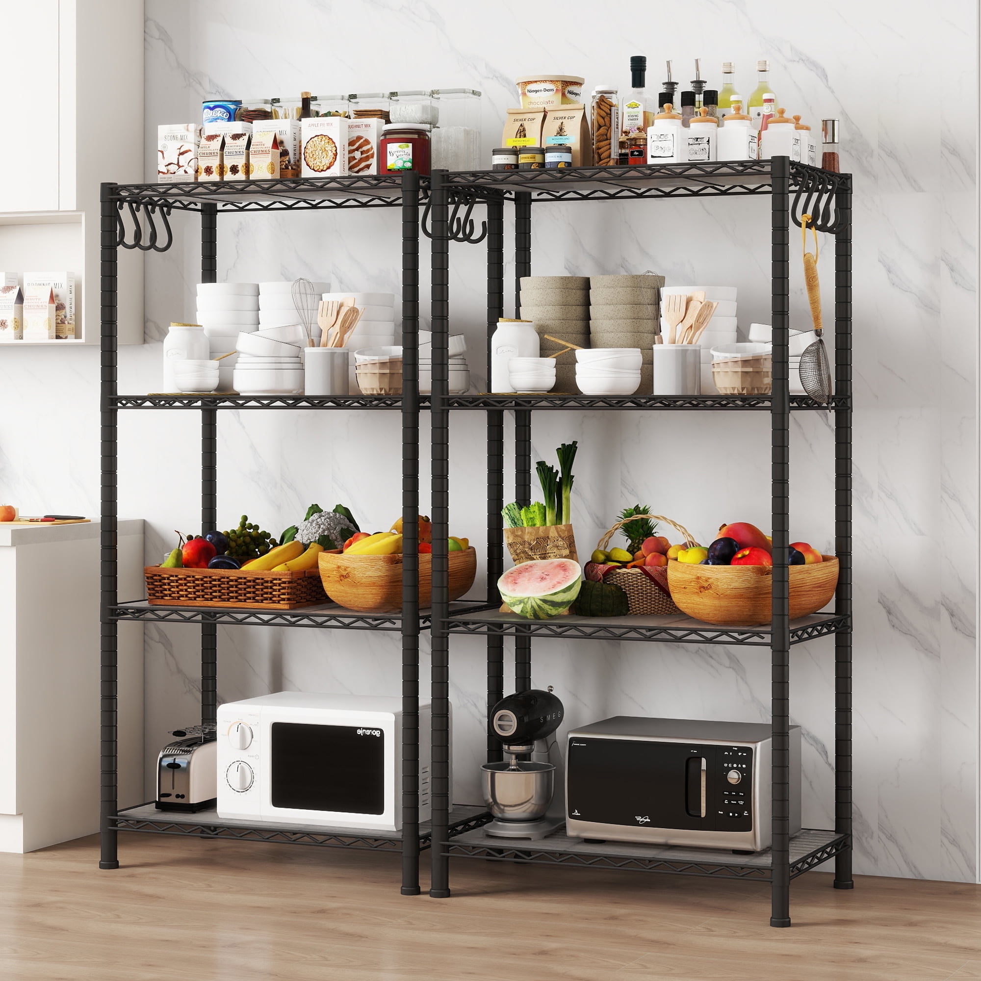 EFINE 2-Pack 4-Shelf Shelving Unit with 8 Hooks and 4-Shelf Liners - Walmart.com
