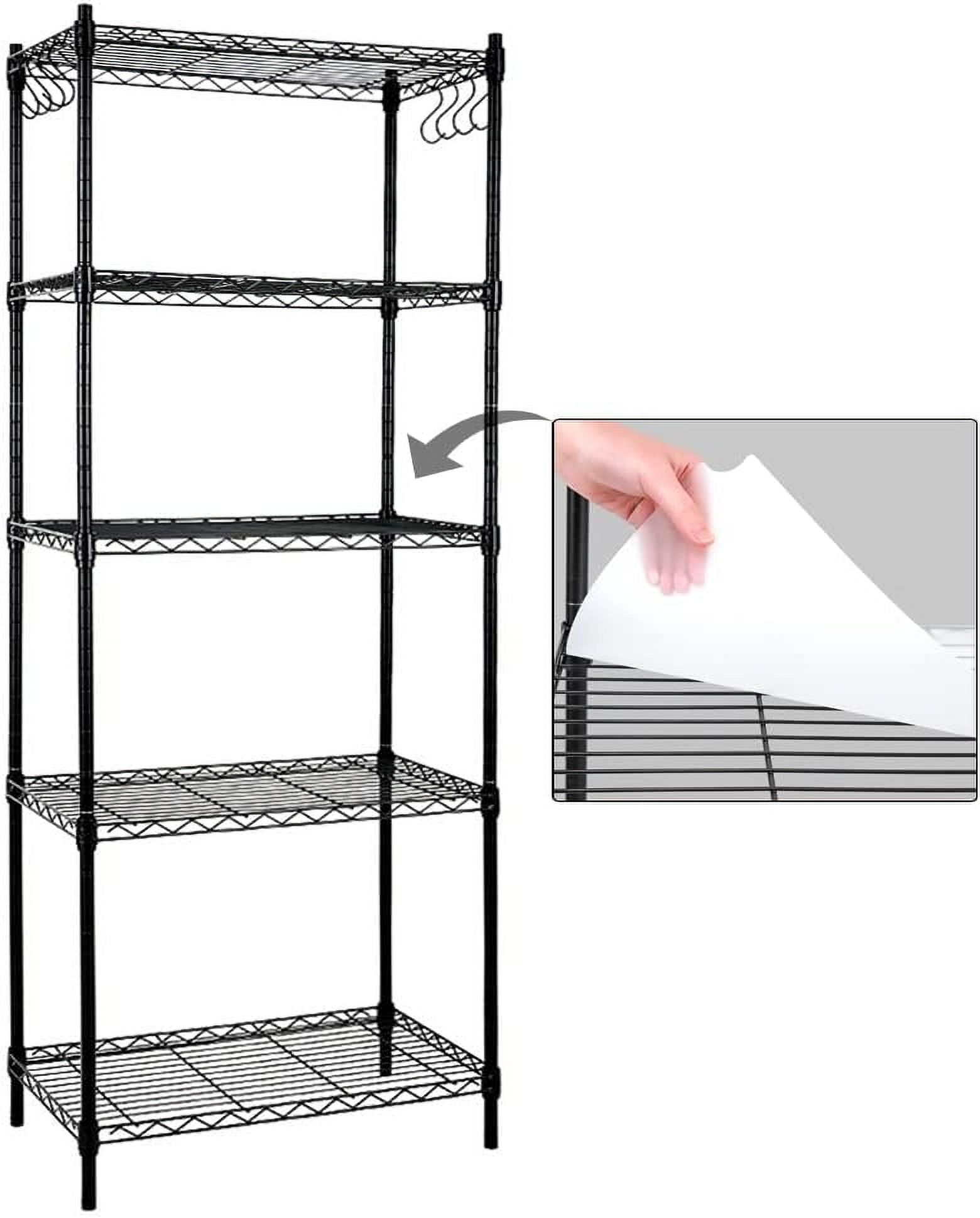EFINE 4-Shelf Shelving Unit with 8 Hooks and 4-Shelf Liners, NSF ...