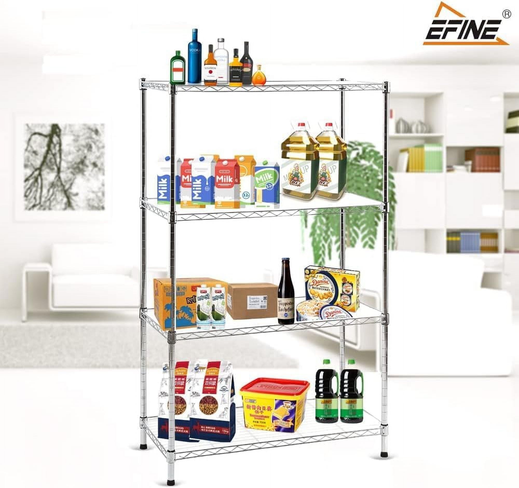 EFINE 4-Tier Wire Shelving Unit with Wheels, Heavy Duty Storage Shelves ...