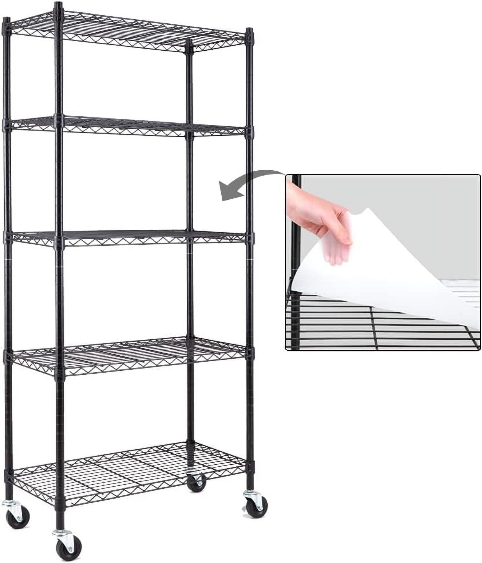 EFINE 5-Shelf Shelving Units and Storage on 3'' Wheels with 5-Shelf Liners, NSF Certified ...
