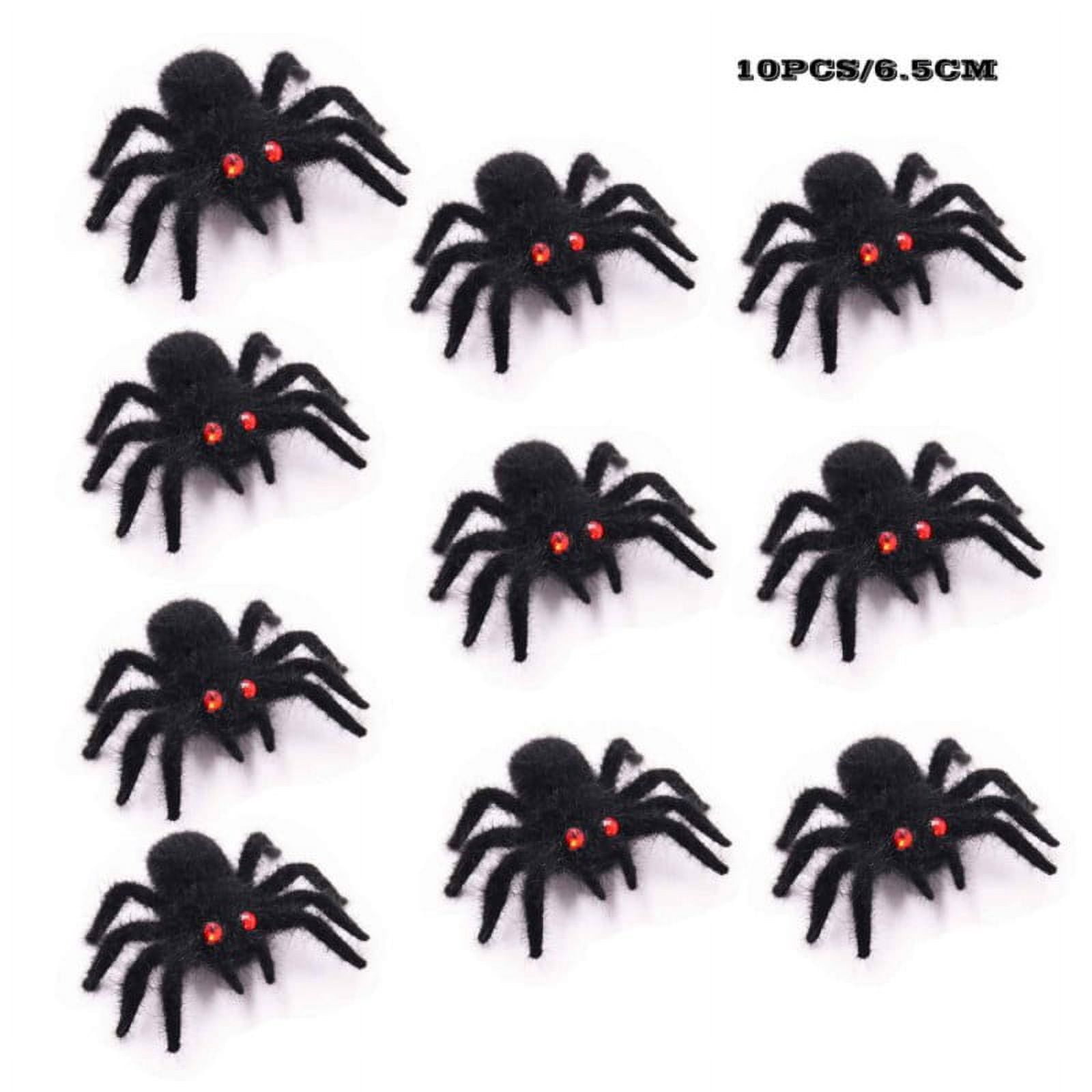 EFINNY 10pcs Bag Of Flocking Spider Halloween Decoration Trick Props ...