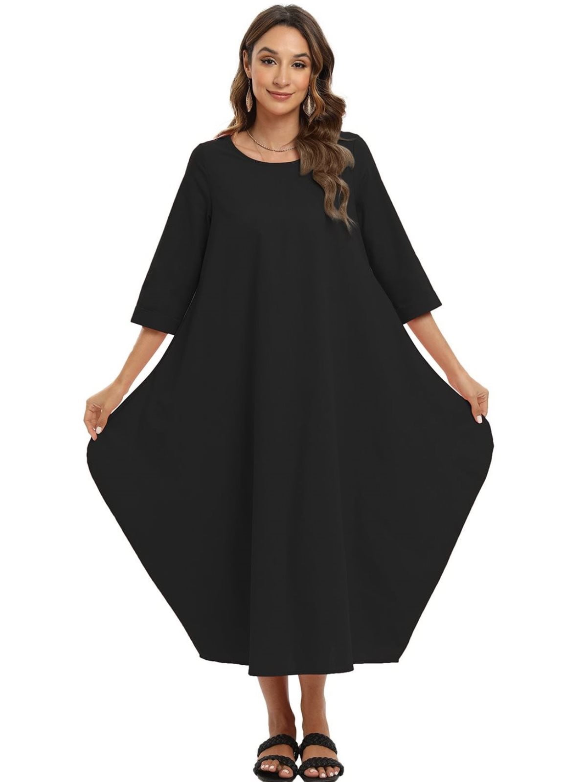 EFINNY (2023 Upgrade) Women S-Plus Size Causal Soild Kaftan Maxi Dress ...