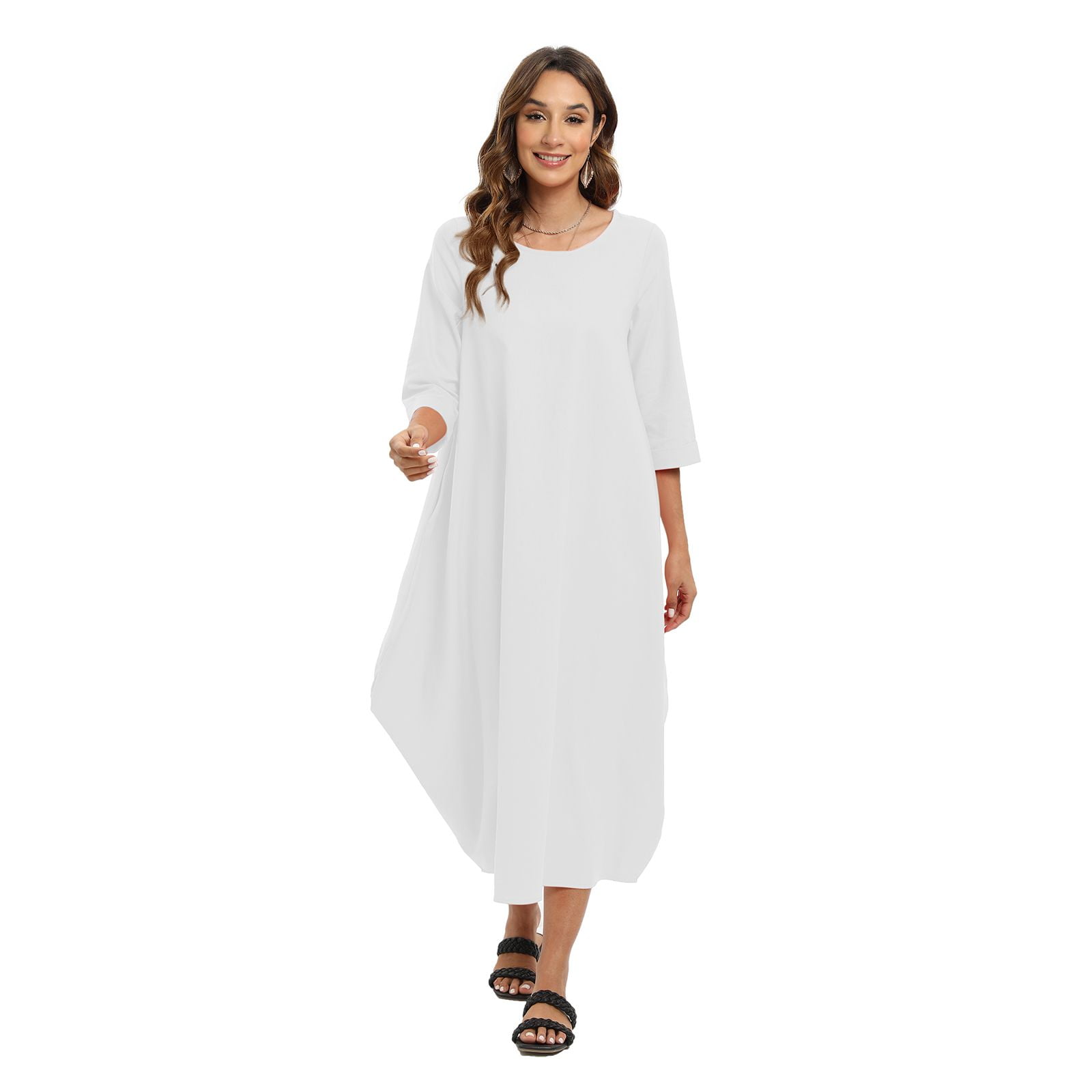EFINNY (2023 Upgrade) Women S-Plus Size Causal Soild Kaftan Maxi Dress ...
