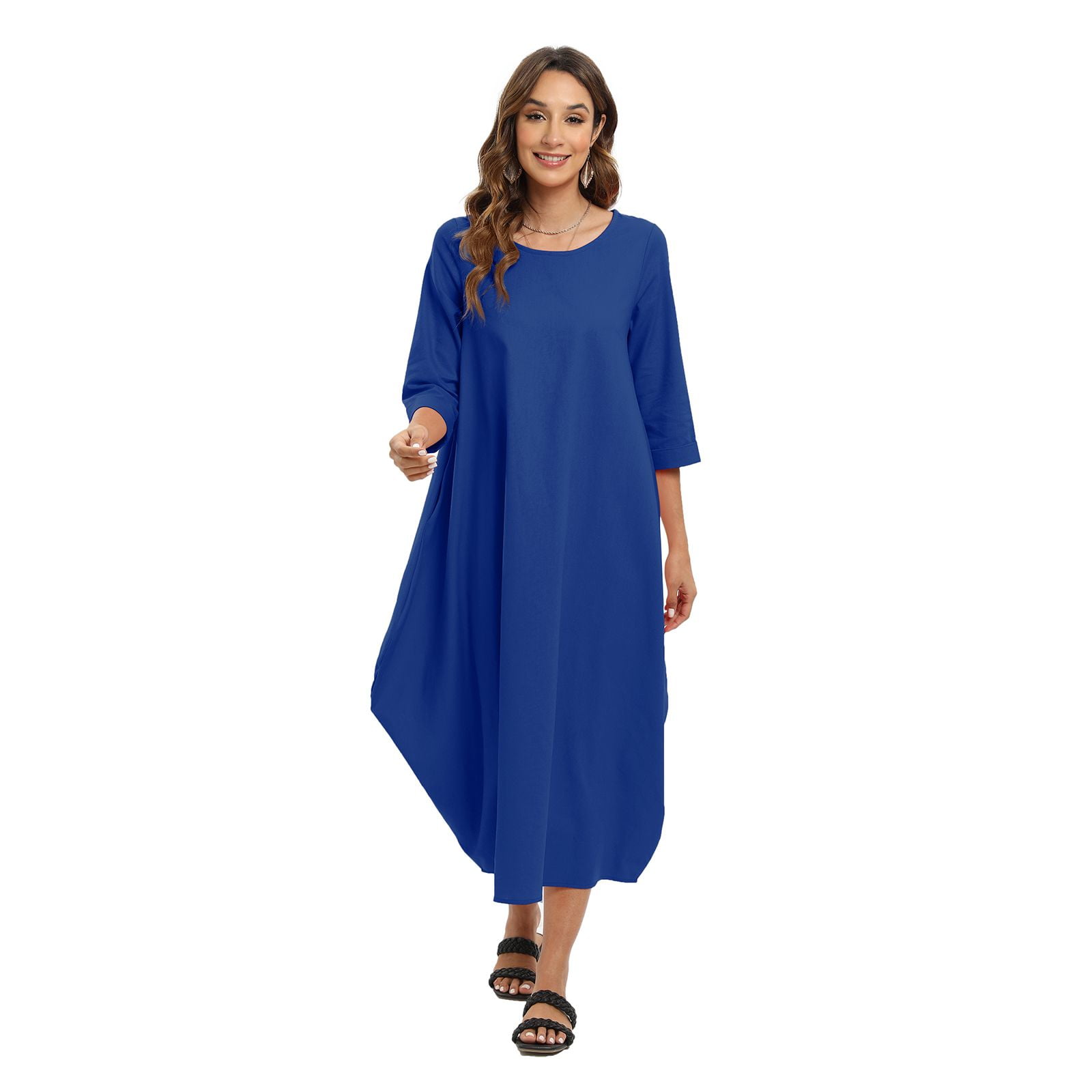 EFINNY (2023 Upgrade) Women S-Plus Size Causal Soild Kaftan Maxi Dress ...