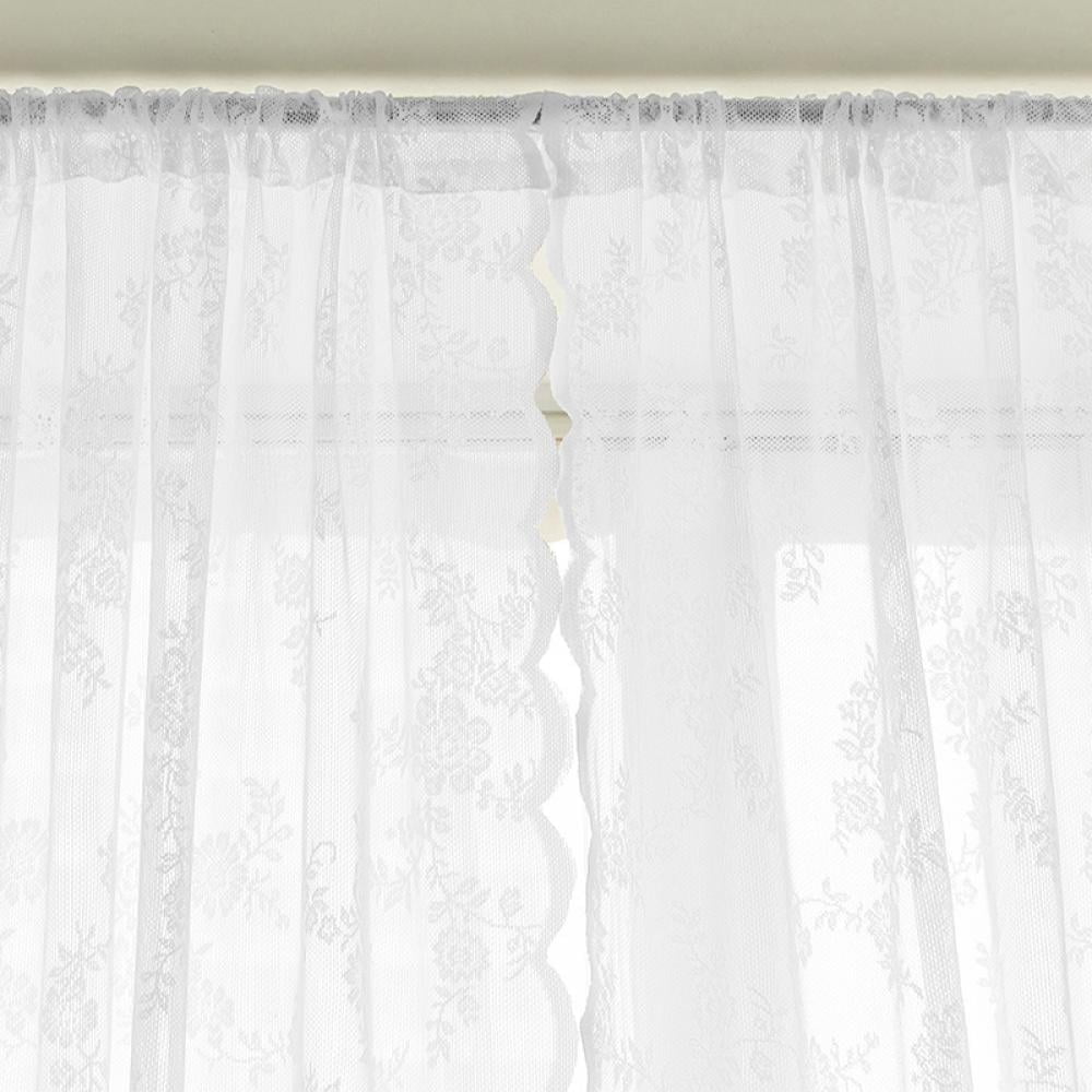 EFINNY Floral Lace Sheer Curtains, Rod Pocket Panels, 75x100 cm, 100% ...