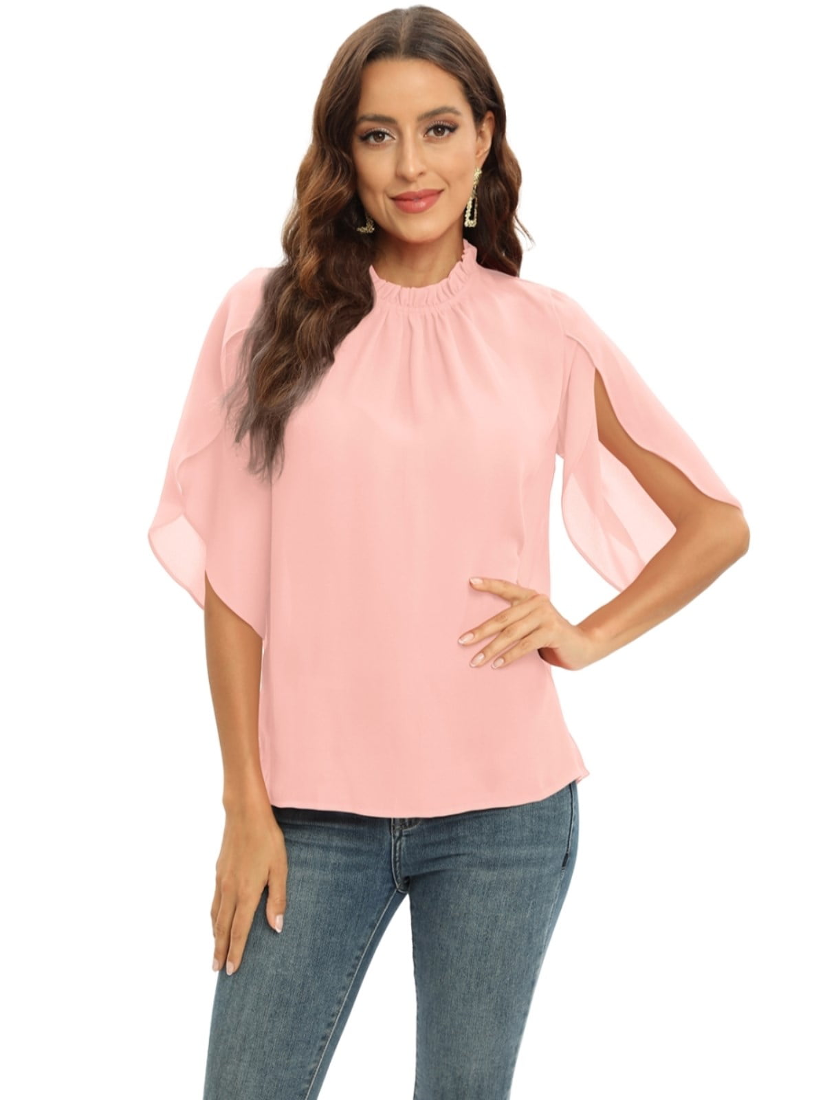 EFINNY Women's Dressy Chiffon Top - Business & Casual Solid Color, High ...