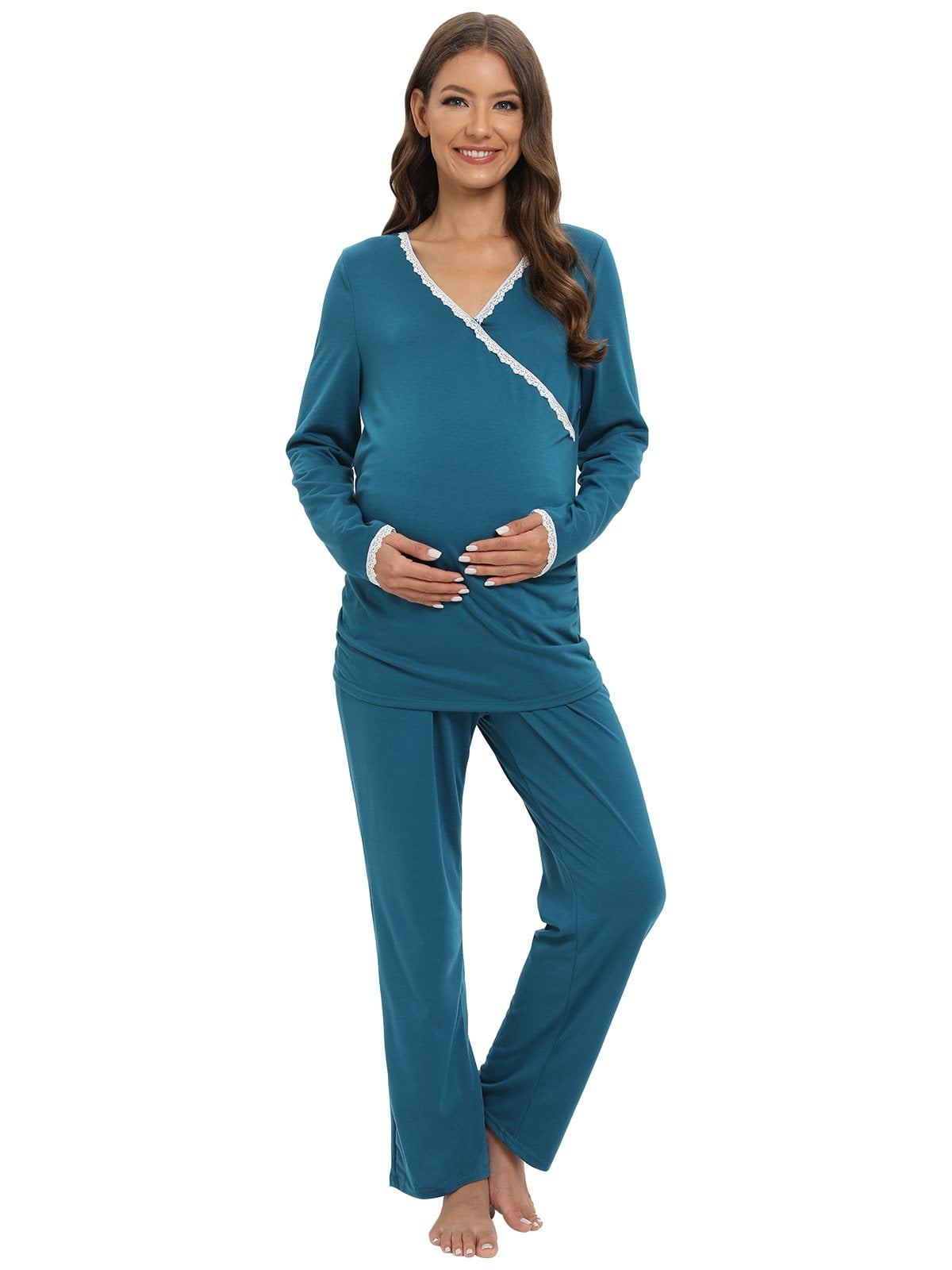EFINNY Women's Breastfeeding Maternity Pajama Set Nursing Pregnancy ...