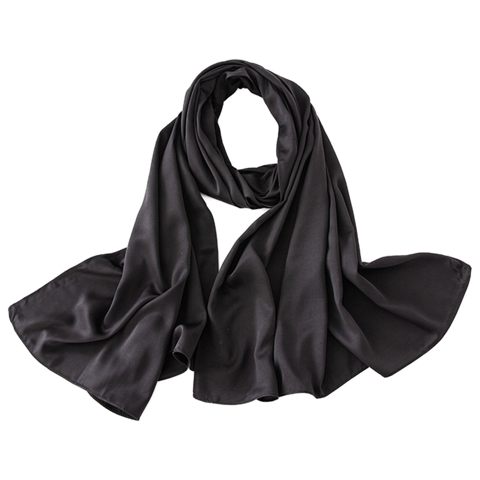 EFINNY Women's Headscarf Leisure Breathable Solid Silk Scarf Neck Shawl ...
