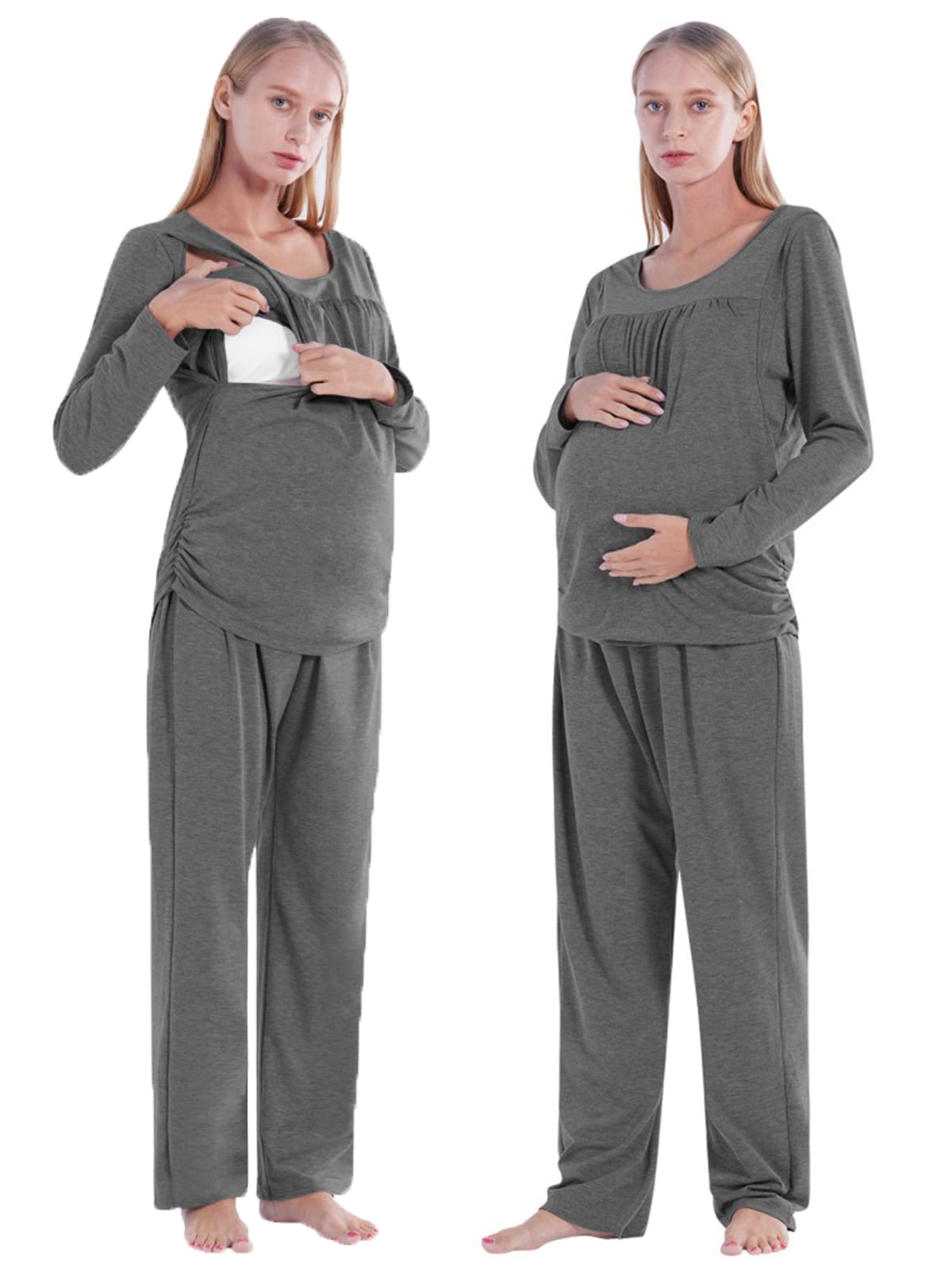 EFINNY Women's Maternity Nursing Pajama, Breastfeeding Sleepwear Set ...