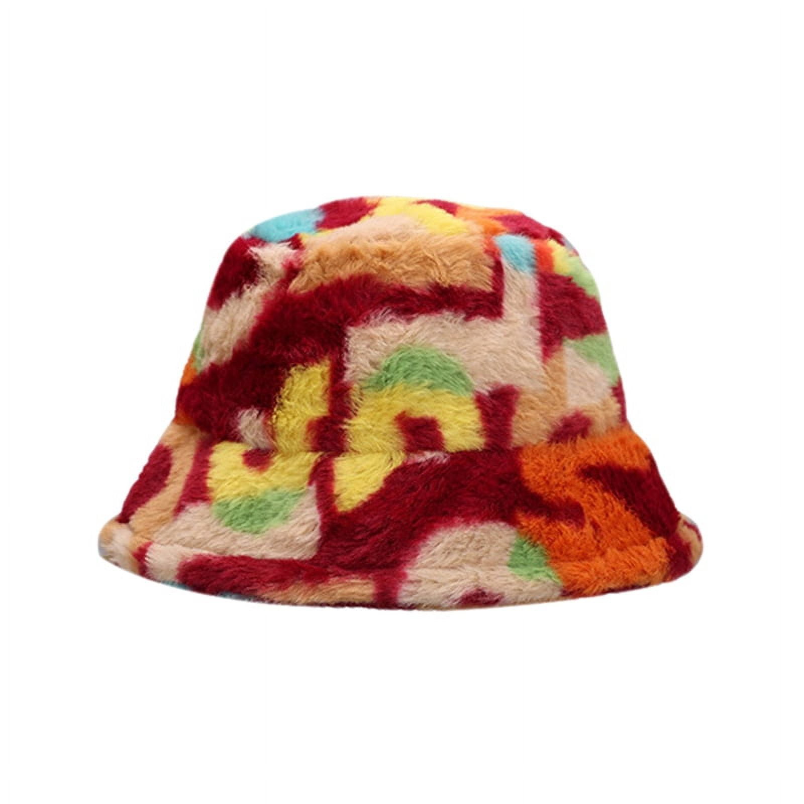 EFINNY Women's Thermal Hat Bucket Hat Winter Plush Warm Basin Hat Retro ...