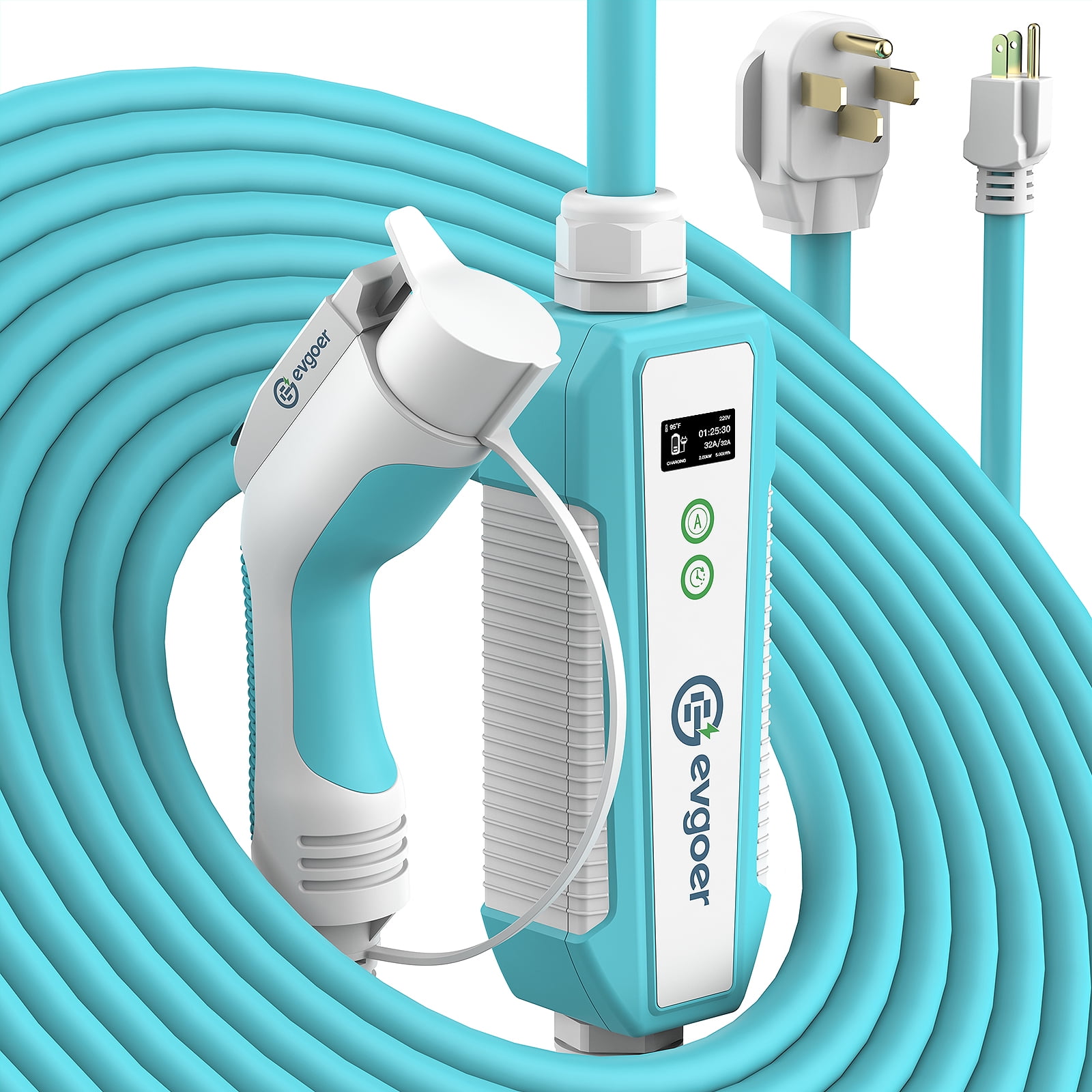 EG evgoer Electric Vehicle Charger Level 2 & Level 1，32Amp 110V-240V ...