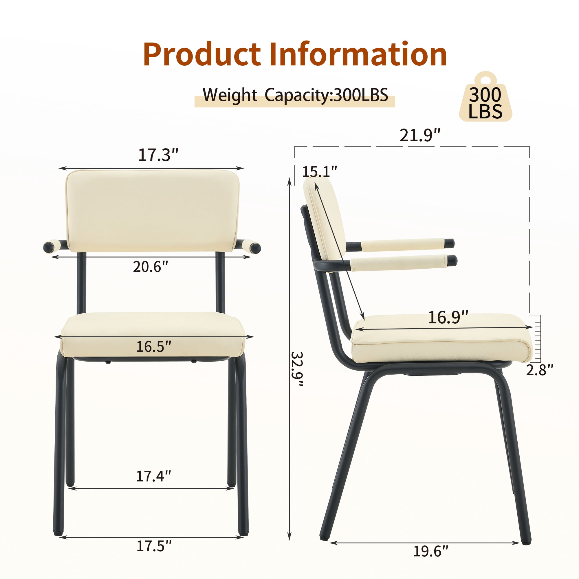 EGBHDSFT Modern Dining Chairs Set of 2 - Off-White Leather - Walmart.com