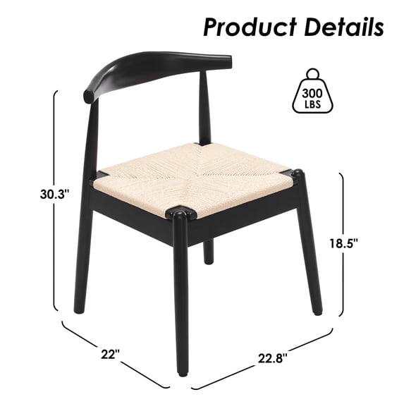 EGBHDSFT Weave Dining Chairs Set of 2 - Mid-Century Modern Kitchen ...