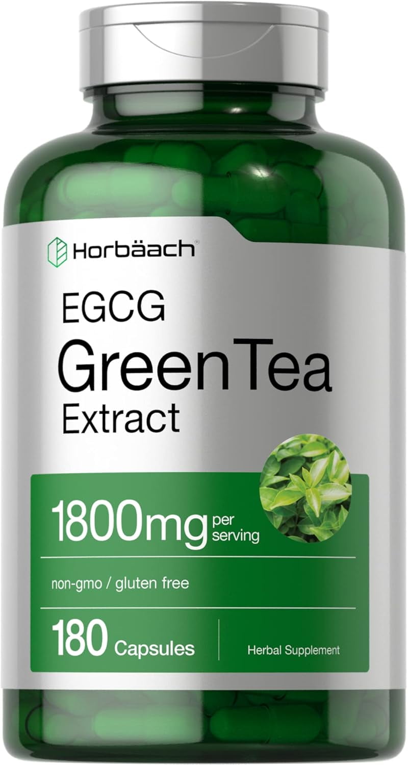 Horbaach EGCG Green Tea Extract Dietary Supplement Pills - 1800 mg ...