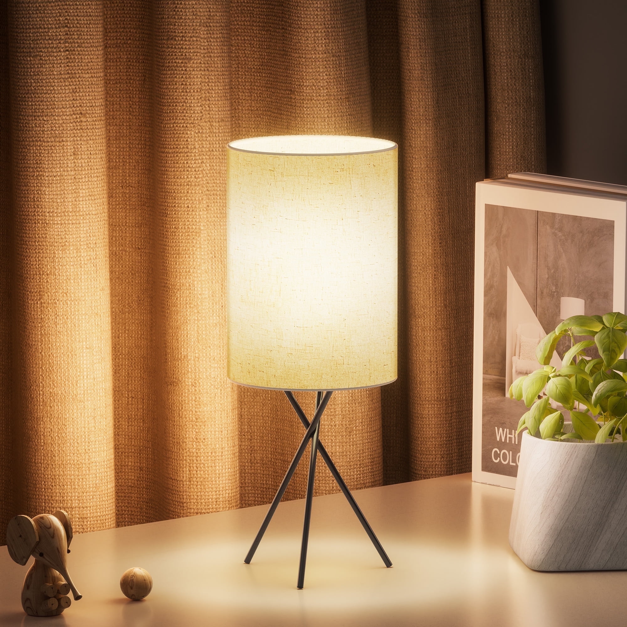 EGEH Bedside Desk Lamp for Bedroom Decor, 3 Color Dimmable, Simple ...