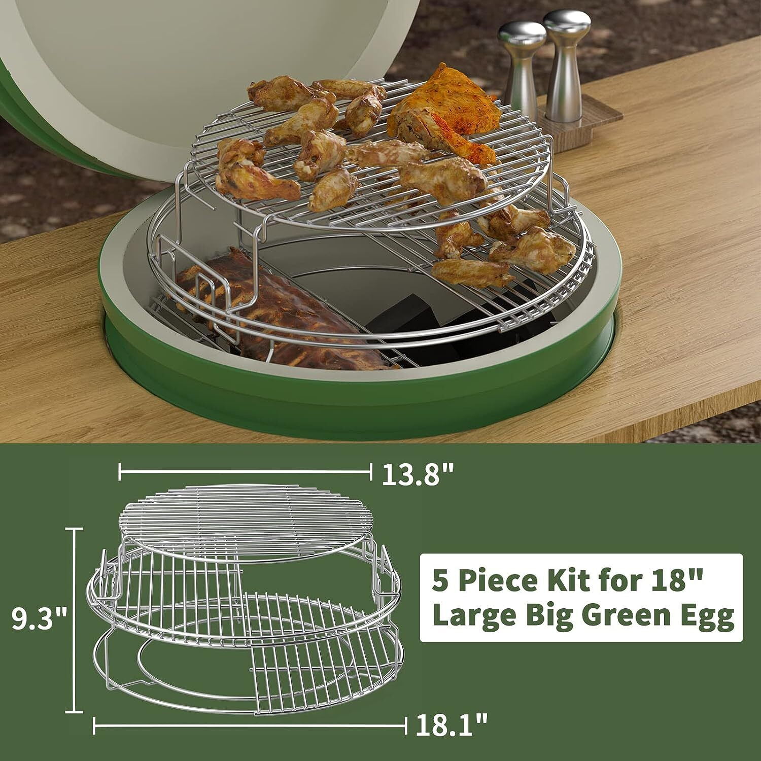EGGspander Kit 5-Piece Removable Expansion Rack Cooking for Large Big ...