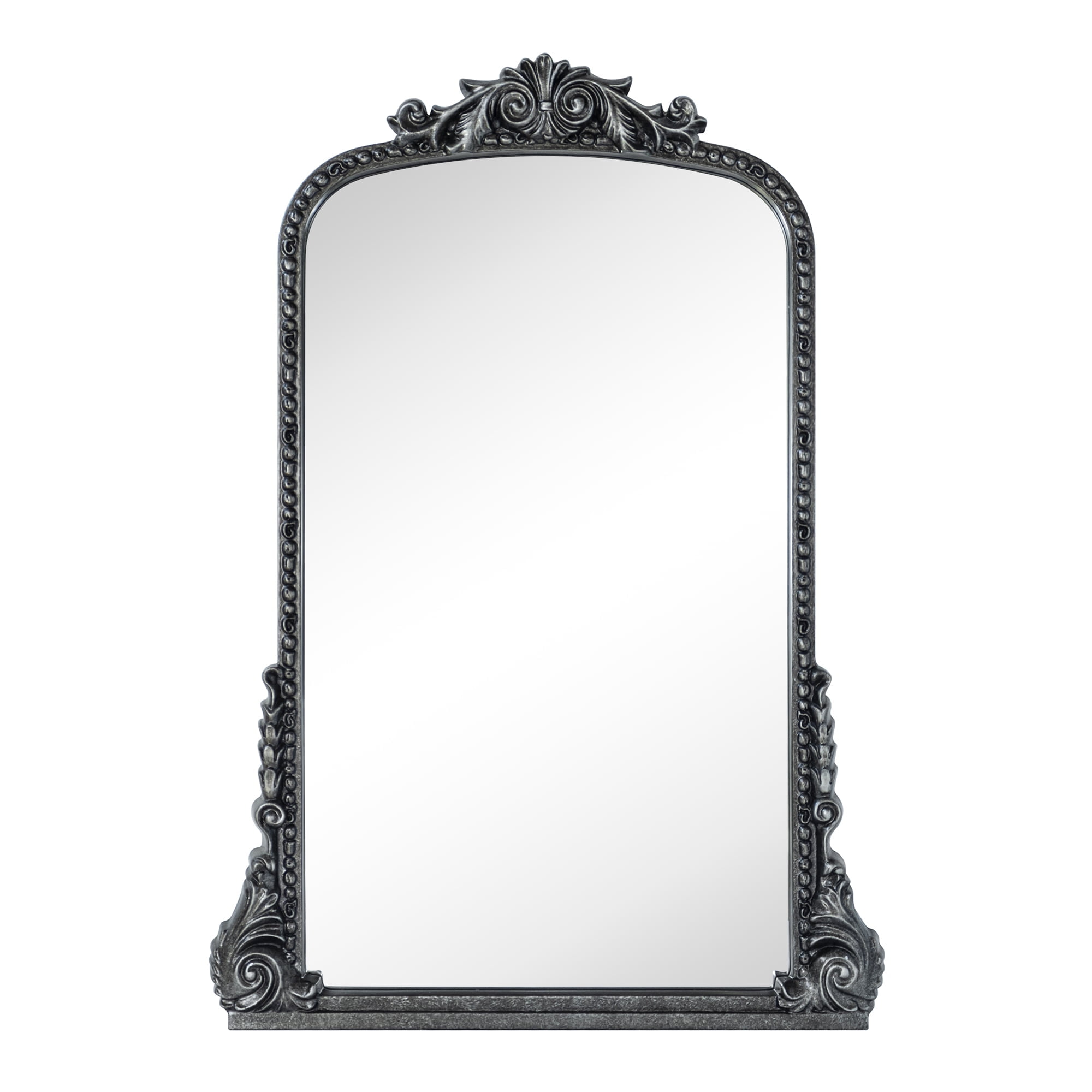 EGHOME Traditional Black Ornate Mirror Arched Mantel Mirror Baroque ...