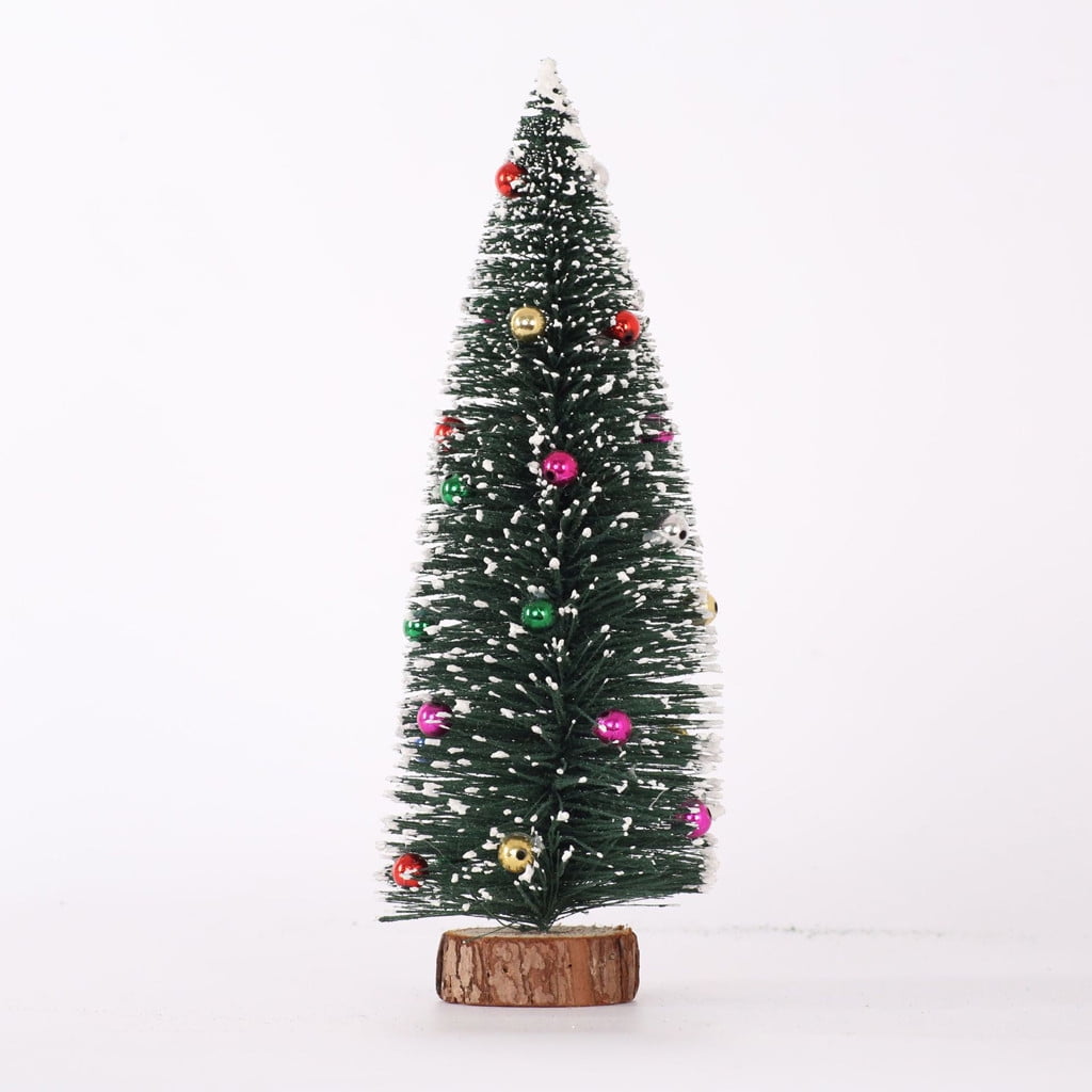 EGNMCR 0.66Ft Miniature Christmas Trees with Wood Base Table Top Mini ...
