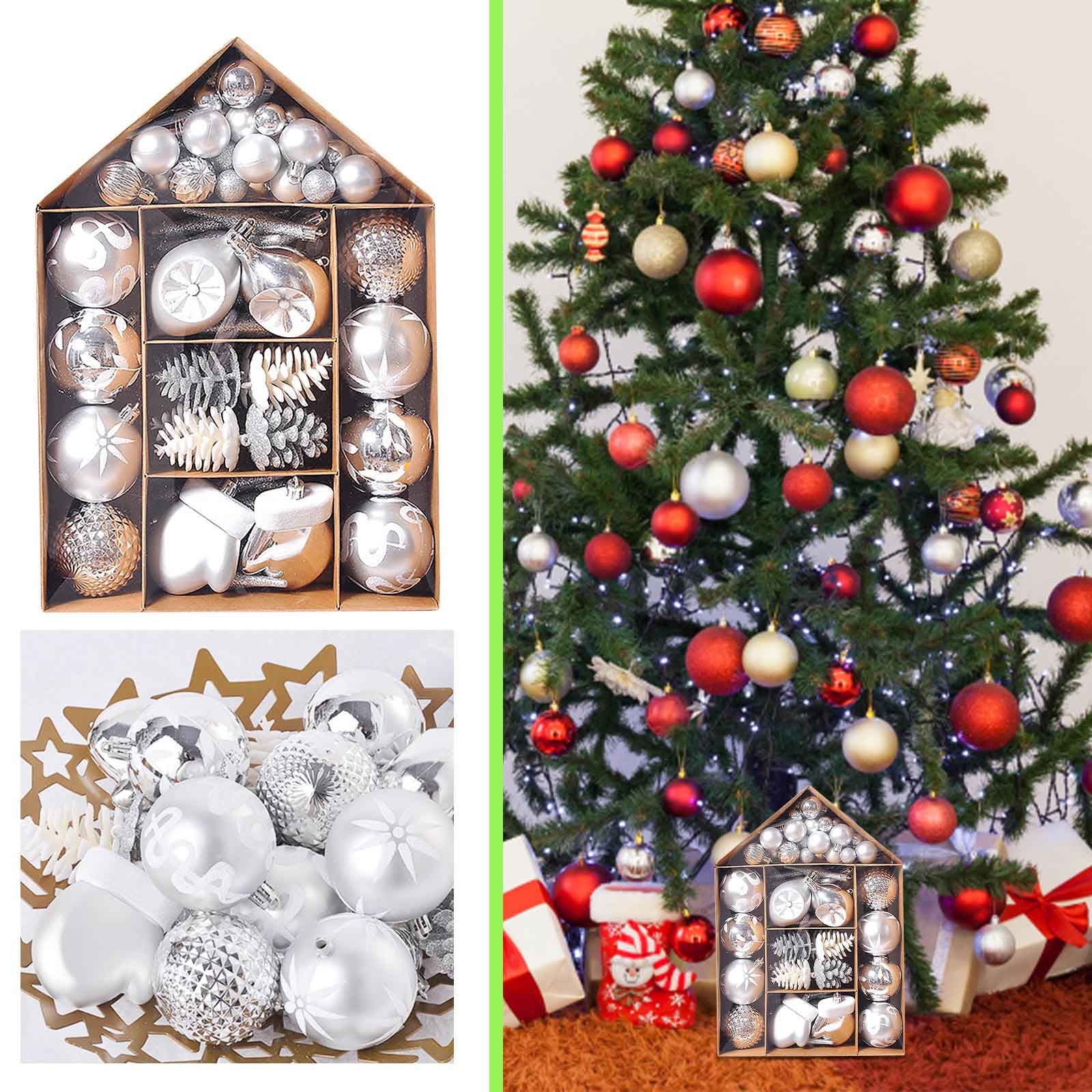 EGNMCR Christmas Tree Ornament, 70pcs Christmas Tree Decoration Set Red ...