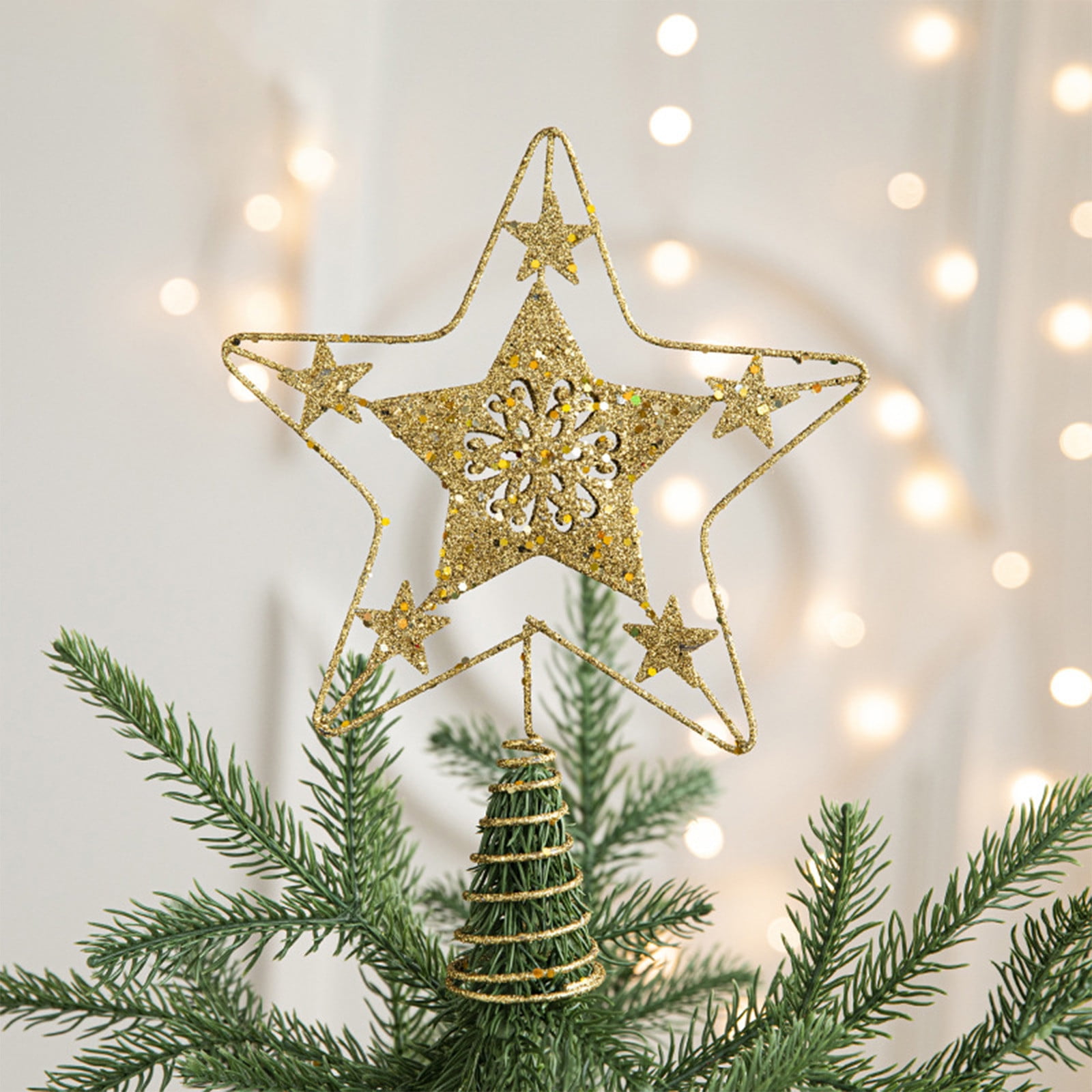 EGNMCR Christmas Tree Topper Lighted with LED Star Decorations ...