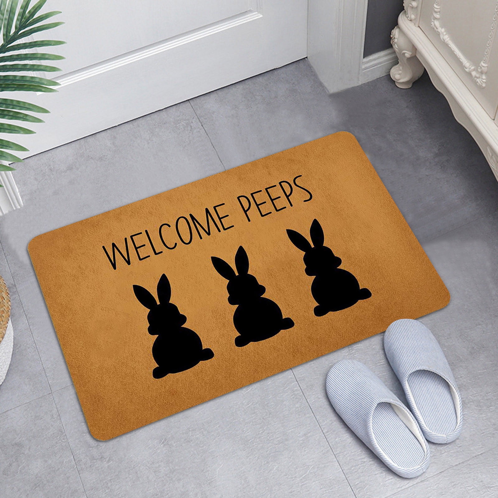 EGNMCR Easter Bunny Welcome Doormat Outdoor Entrance, Spring Cute ...