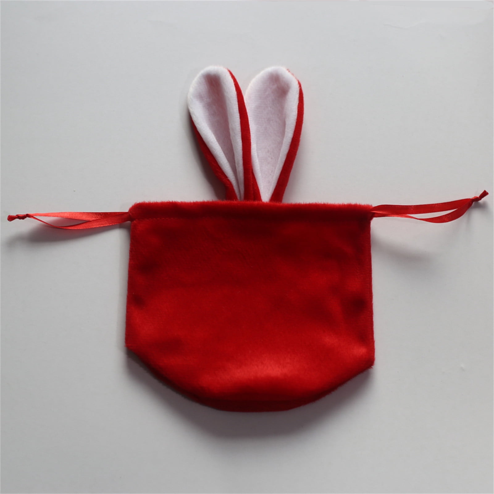 EGNMCR Easter Gift Bags Ears Velvet Bags Easter Decor Bunny Drawstring ...
