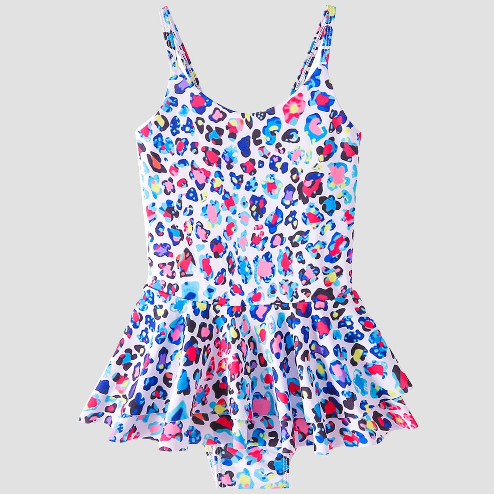 EGNMCR Infant Baby Girls Swimsuit Toddler One-Piece Plaid Swimwear Beach Bikini Leopard Ruffles ...