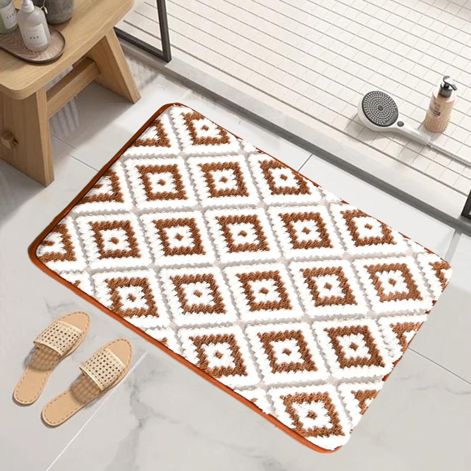 EGNMCR Memory Foam Bathroom Rug, Soft Absorbent Velvet Bath Mat, Dots ...