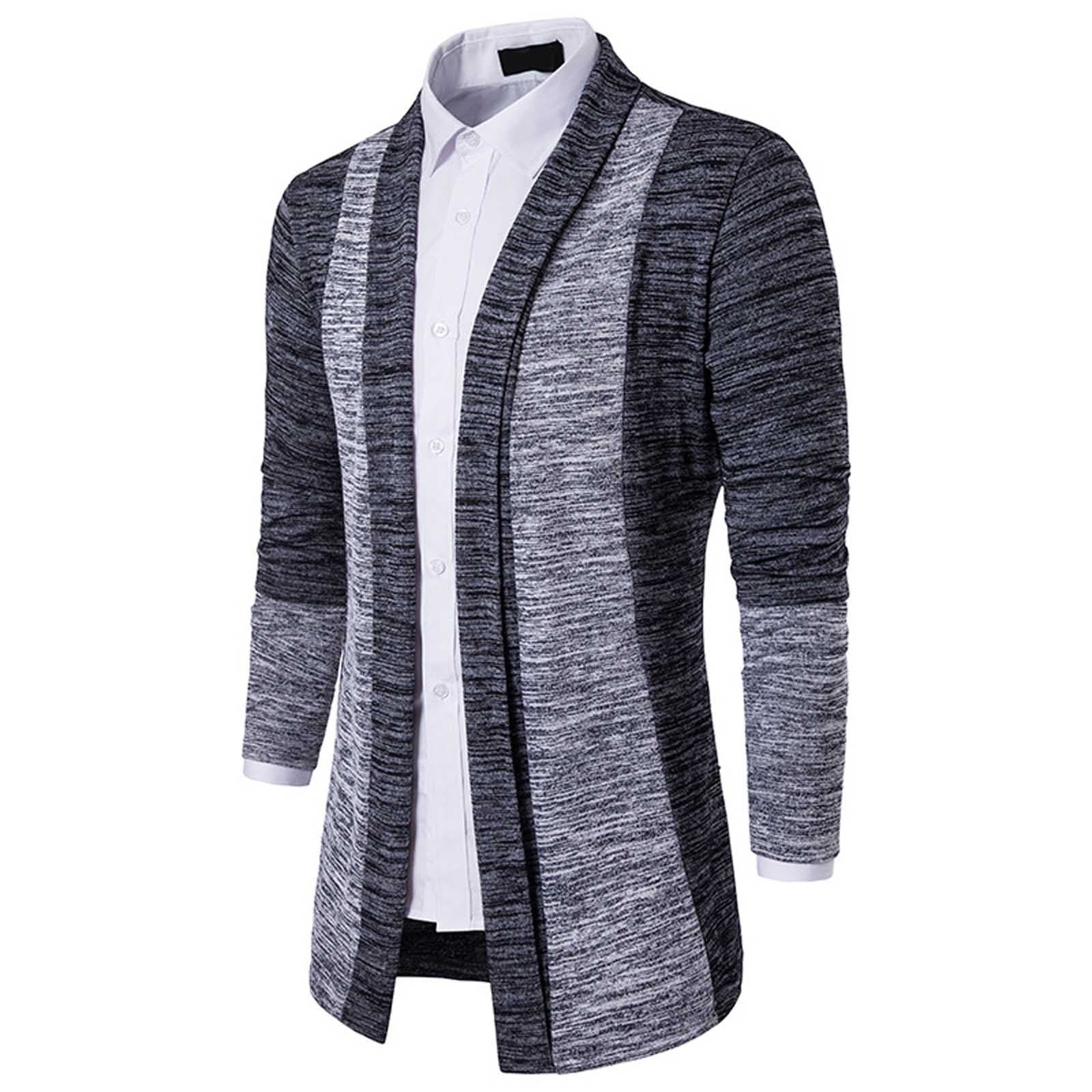 EGNMCR Men's Open Front Short Cardigan Color Block Cardigan Classic ...
