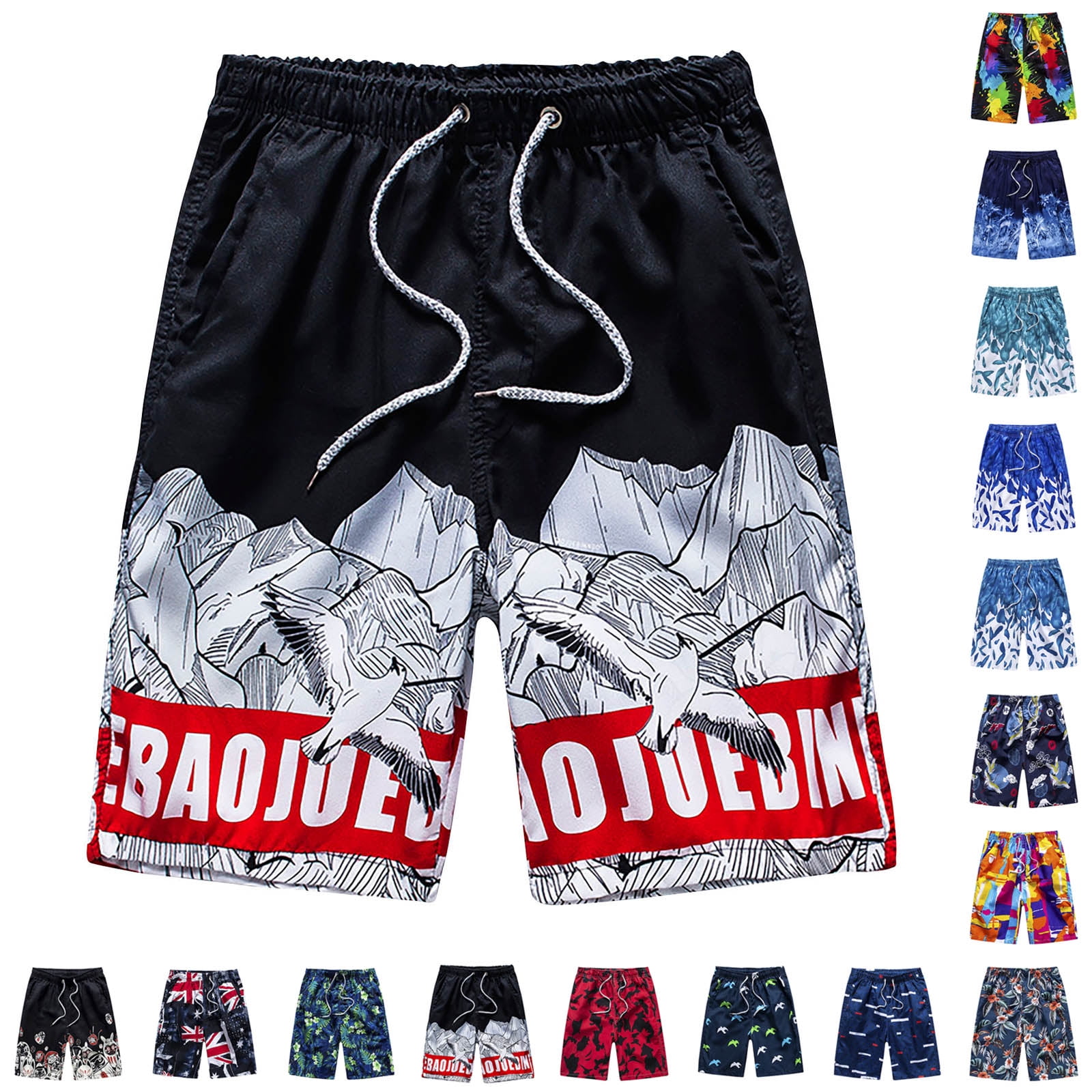 EGNMCR Men's Swim Trunks Quick Dry Beach Shorts Swimwear Bathing Suits ...