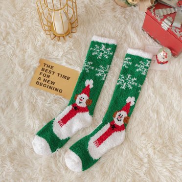 Cute Christmas Fuzzy Cozy Socks for Women, Warm Plush Fun Colorful ...