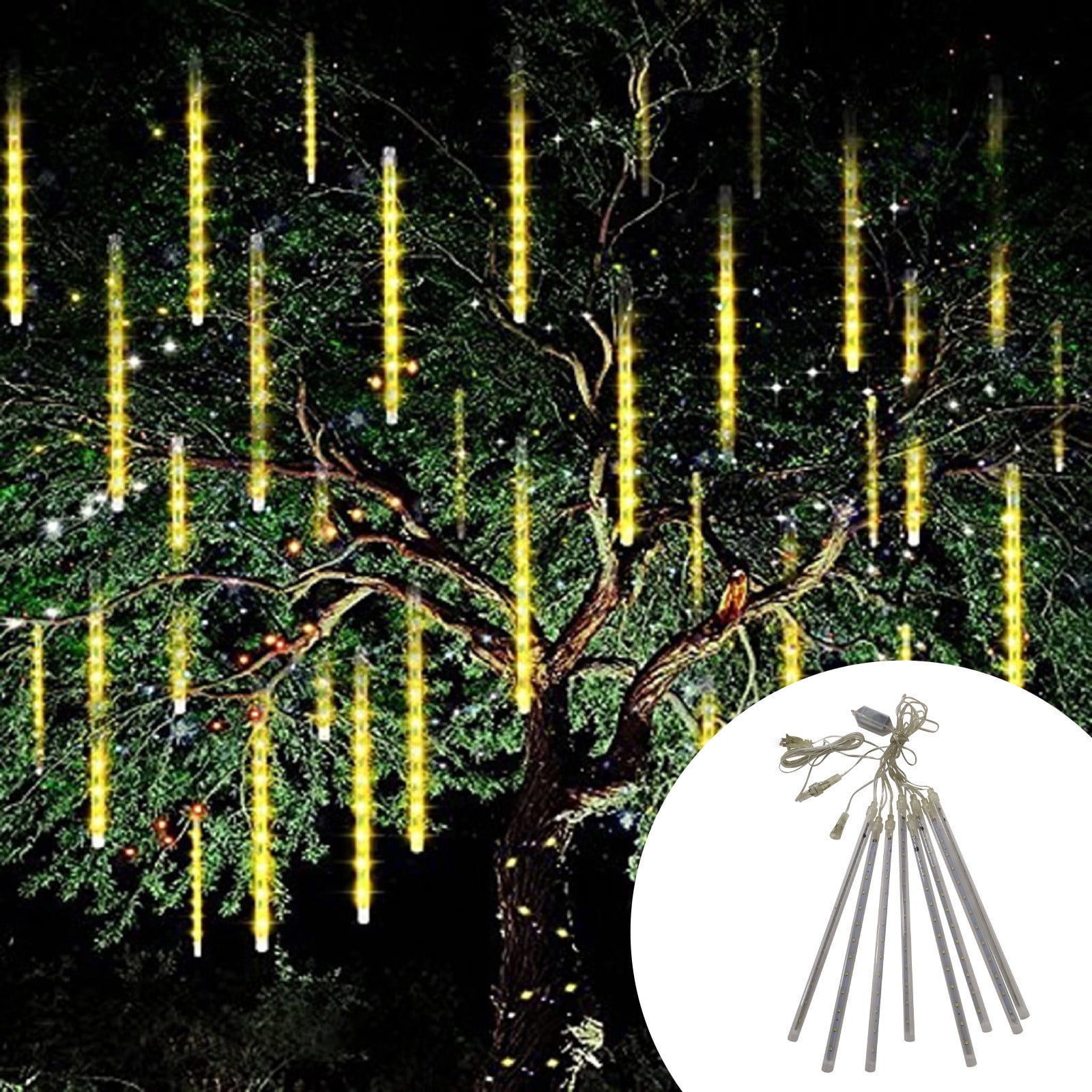 EGNMCR Meteor Shower Lights 192 LED Falling Rain Lights with 11.8inch 8 ...