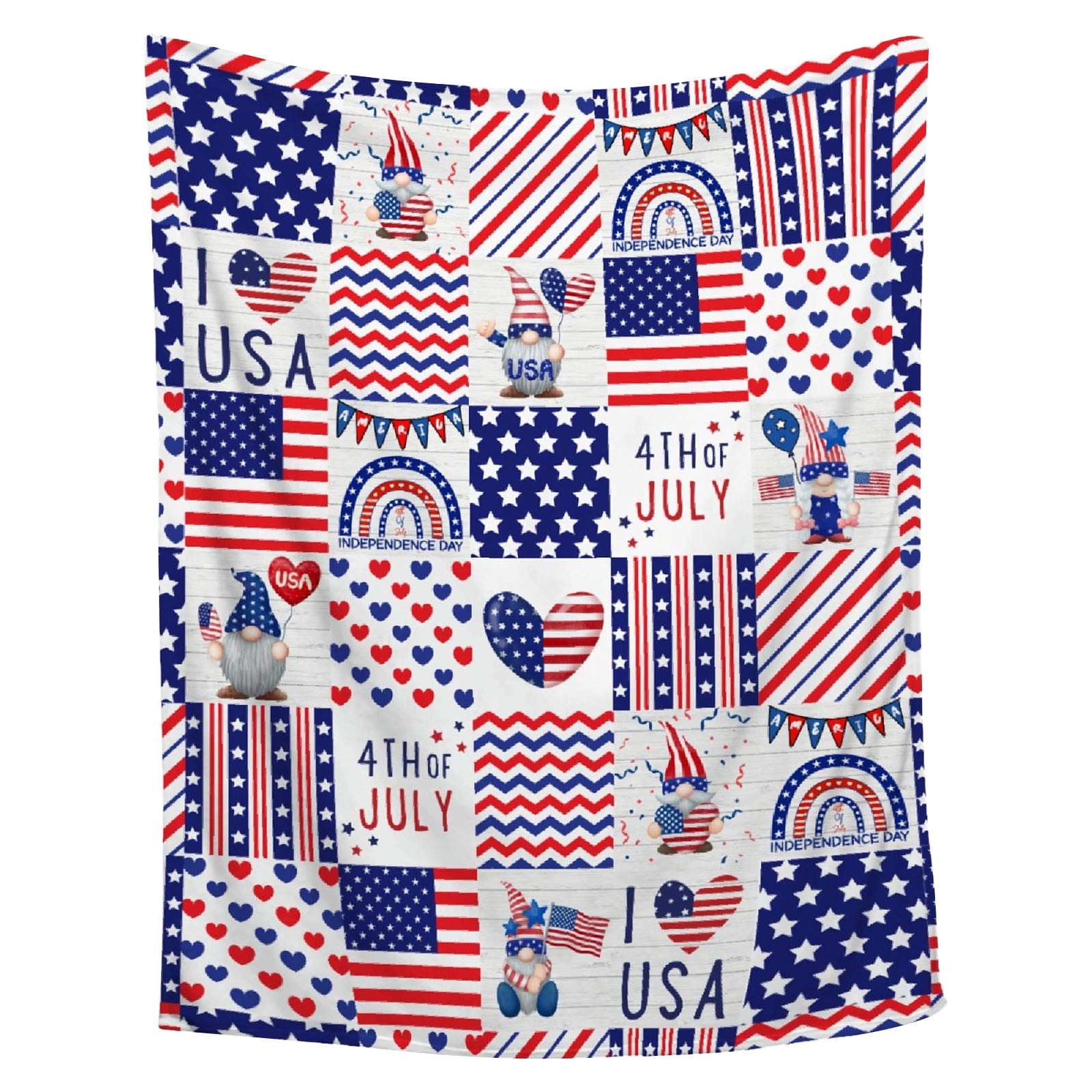 EGNMCR Patriotic Gnomes Blanket, Memorial Day Independent Day Gifts ...